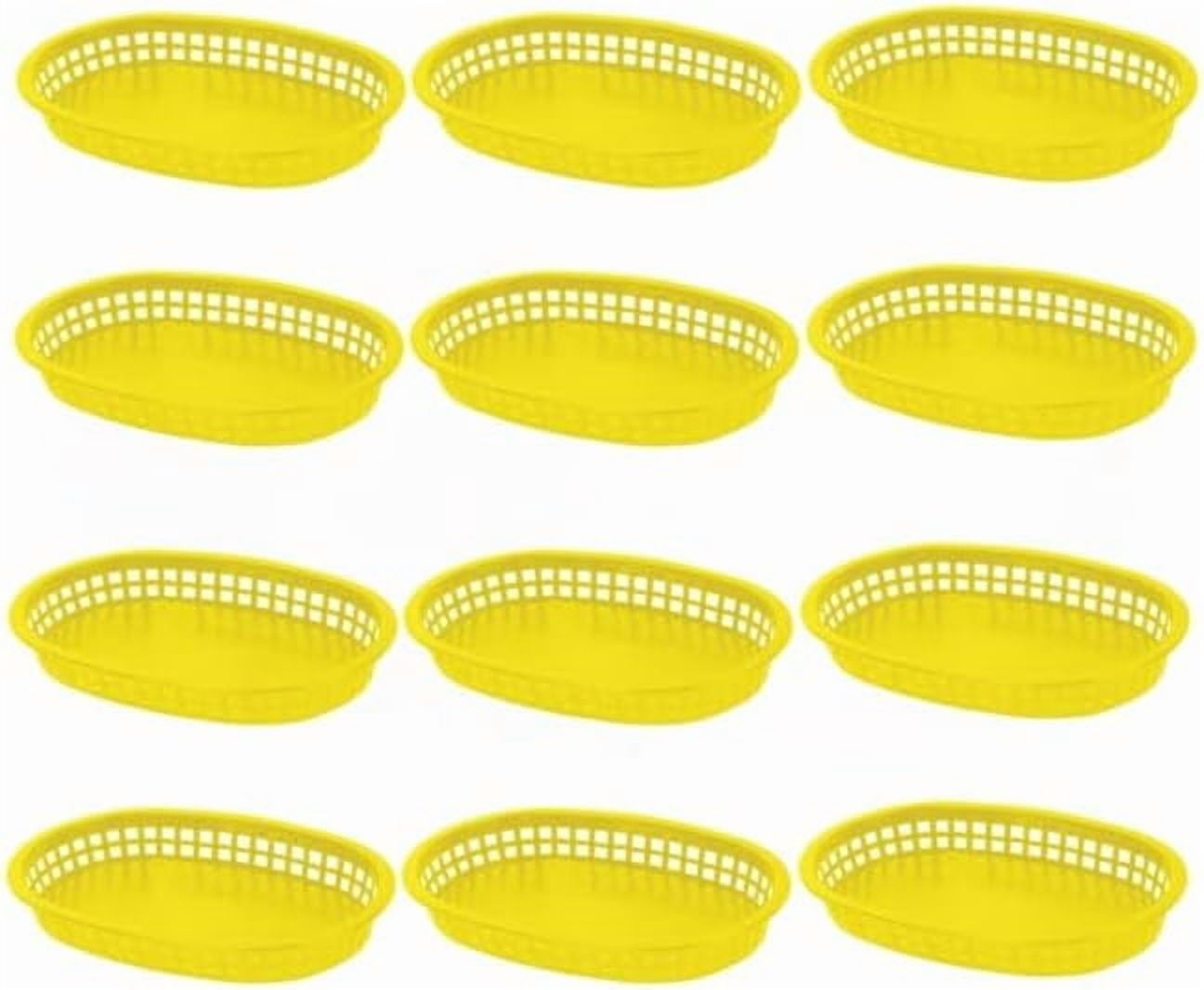 TrueCraftware- Set of 12 Plastic Oblong 10-3/4" Fast Food Basket Yellow ...