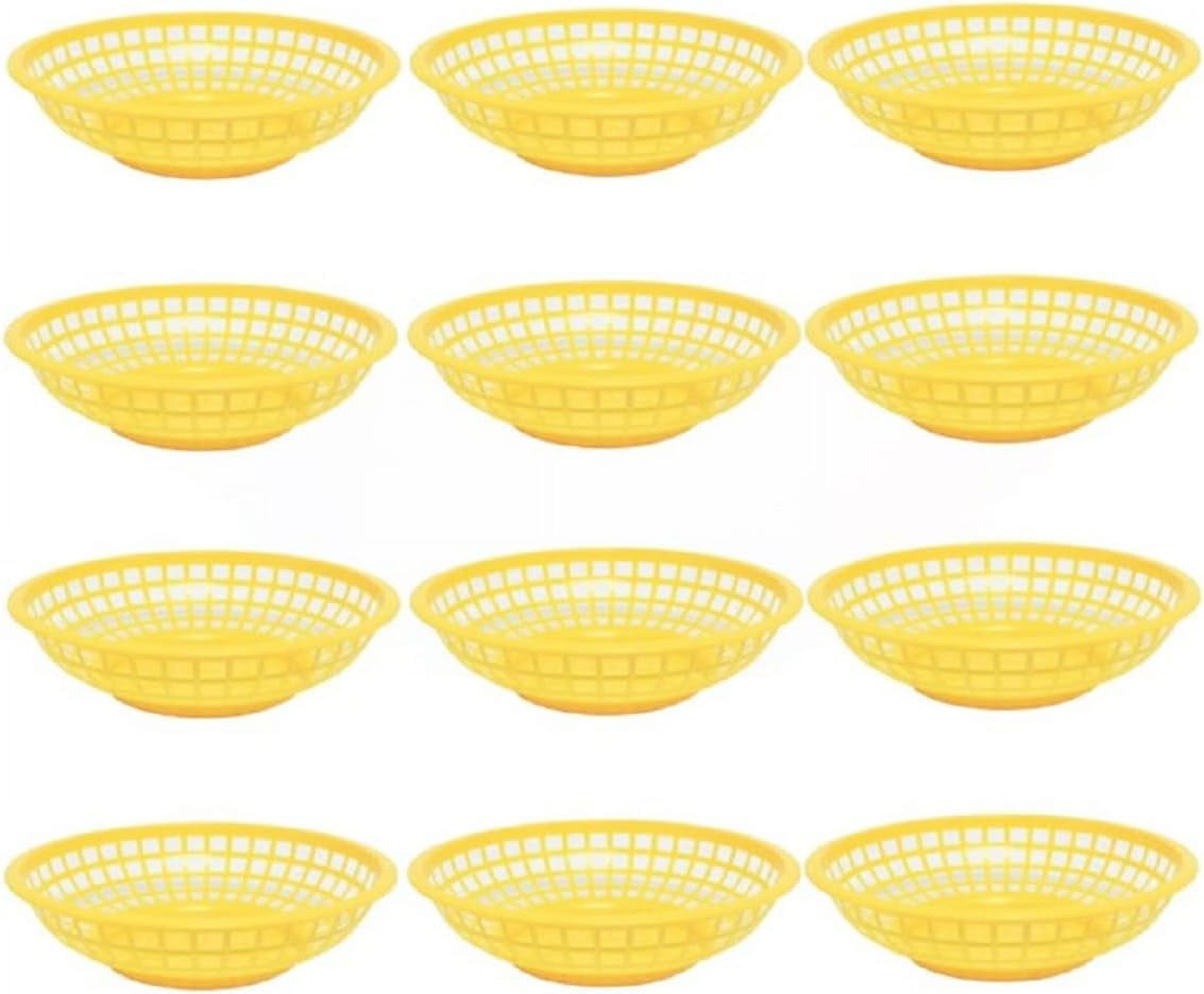 TrueCraftware- Set of 12 Plastic Round 8" Fast Food Basket Yellow- Fry ...