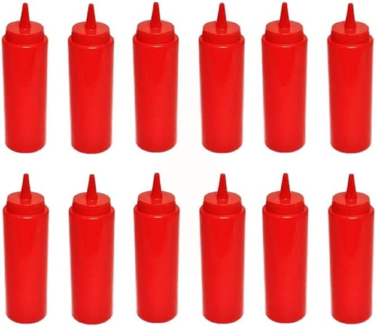 TrueCraftware- Set of 12 Squeeze Condiment Dispensing Bottles 12 oz Red ...