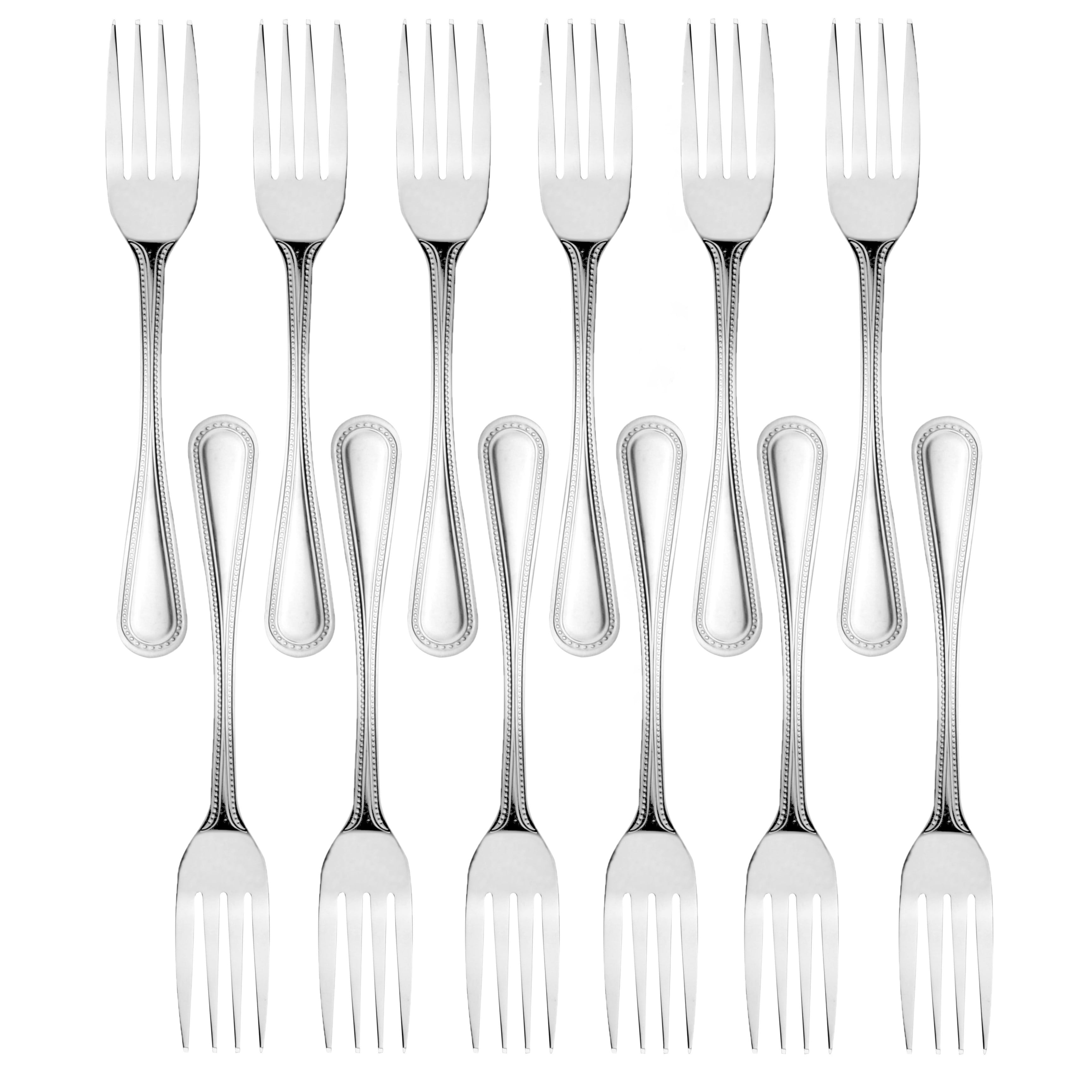 TrueCraftware- Set of 12 Stainless Steel Jewel Dinner Fork- Stainless ...