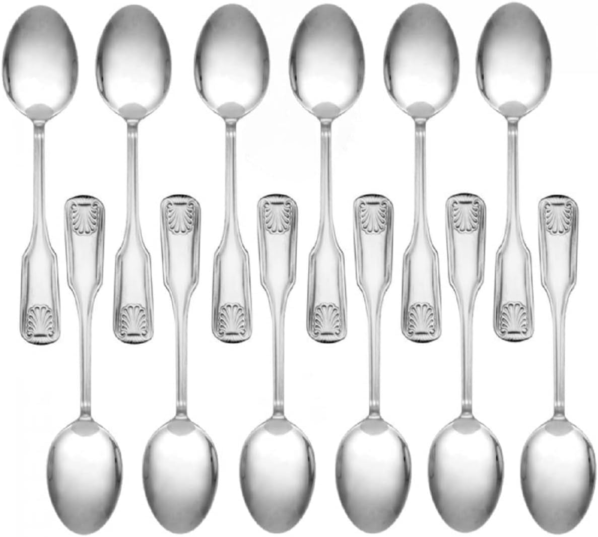 TrueCraftware- Set of 12 Stainless Steel Sea Shell Table Spoon- Stainless Steel Flatware Cutlery ...