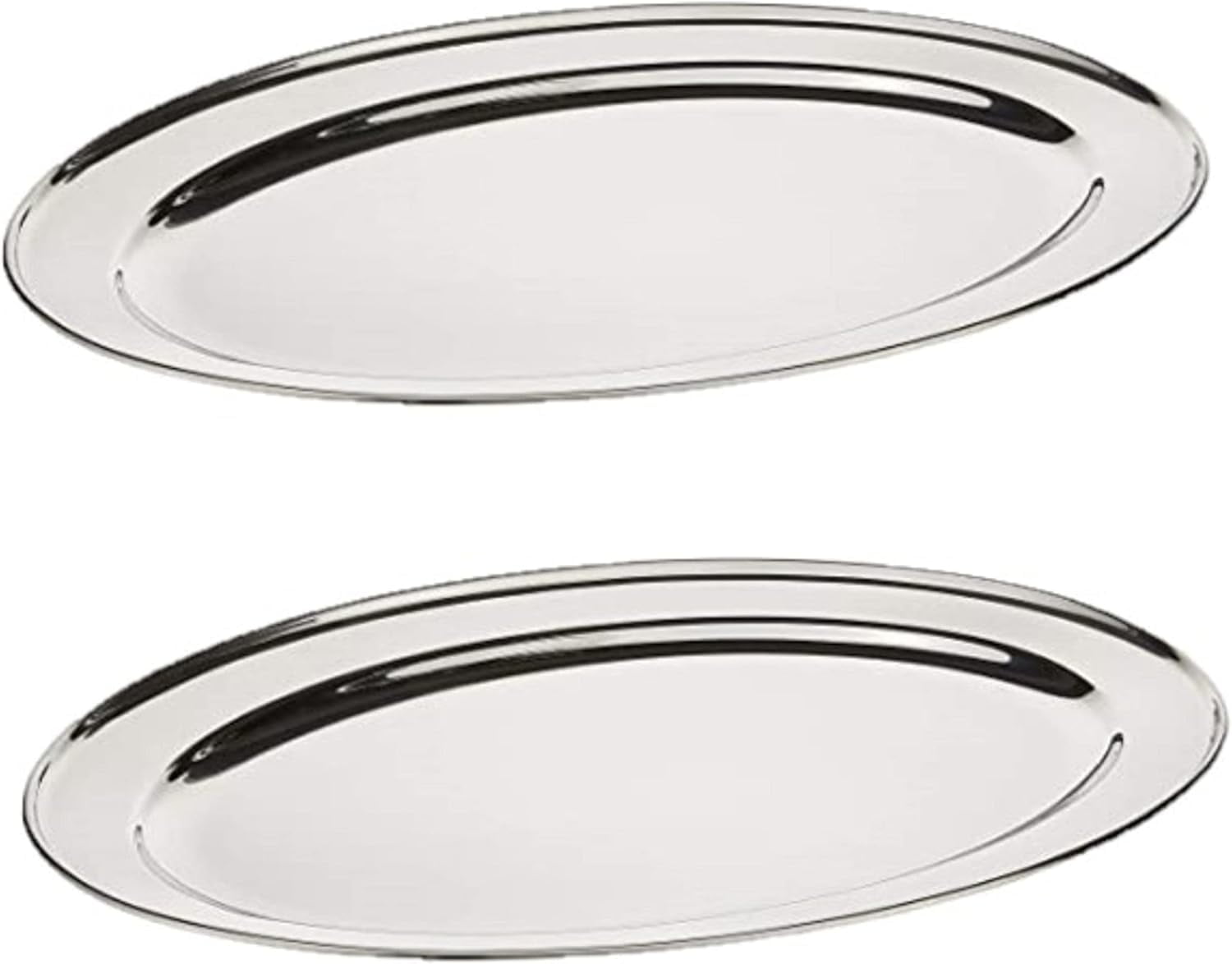 TrueCraftware- Set of 2 Oval 12” Platter Stainless Steel- Heavy Duty ...