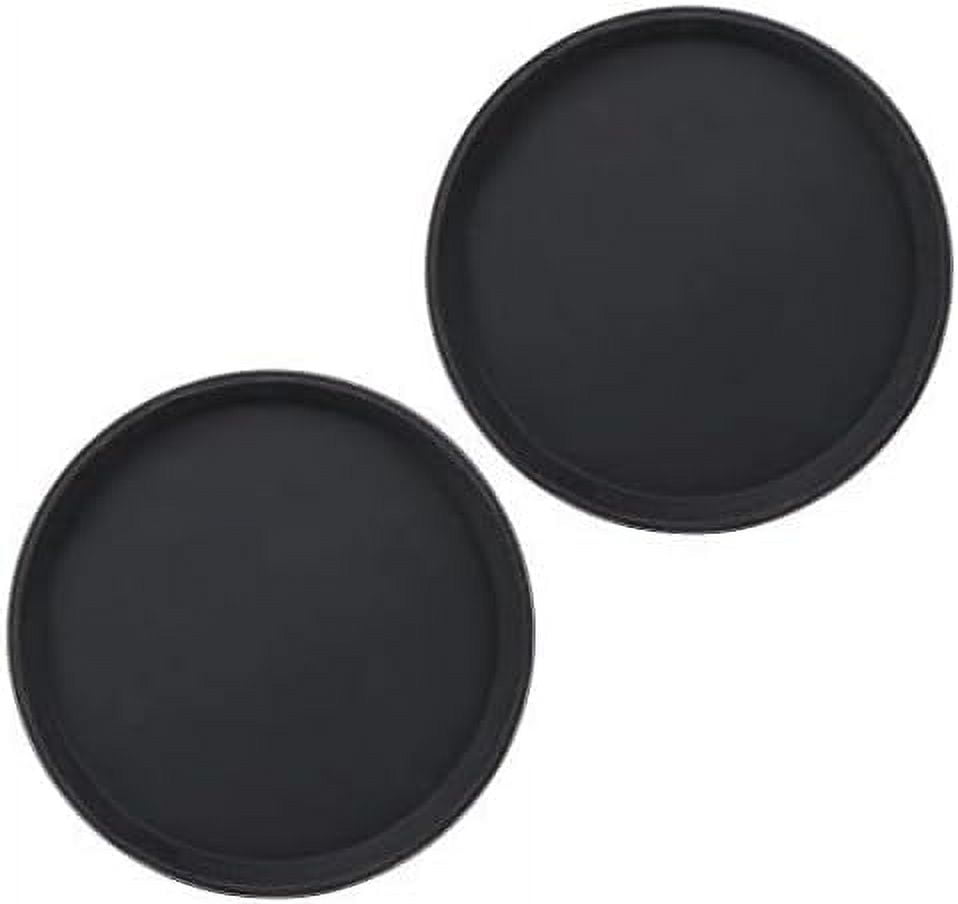 TrueCraftware- Set of 2 Round 11" Non-Slip Serving Trays Black ...