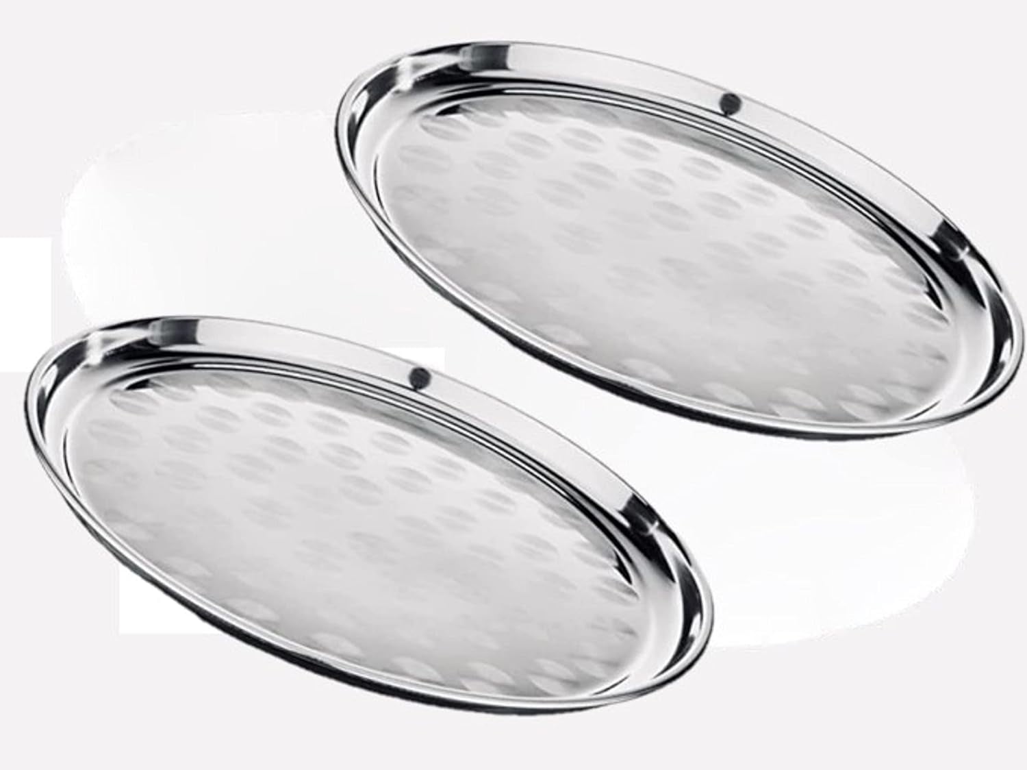 TrueCraftware- Set of 2 Round 14” Serving Tray Stainless Steel with ...