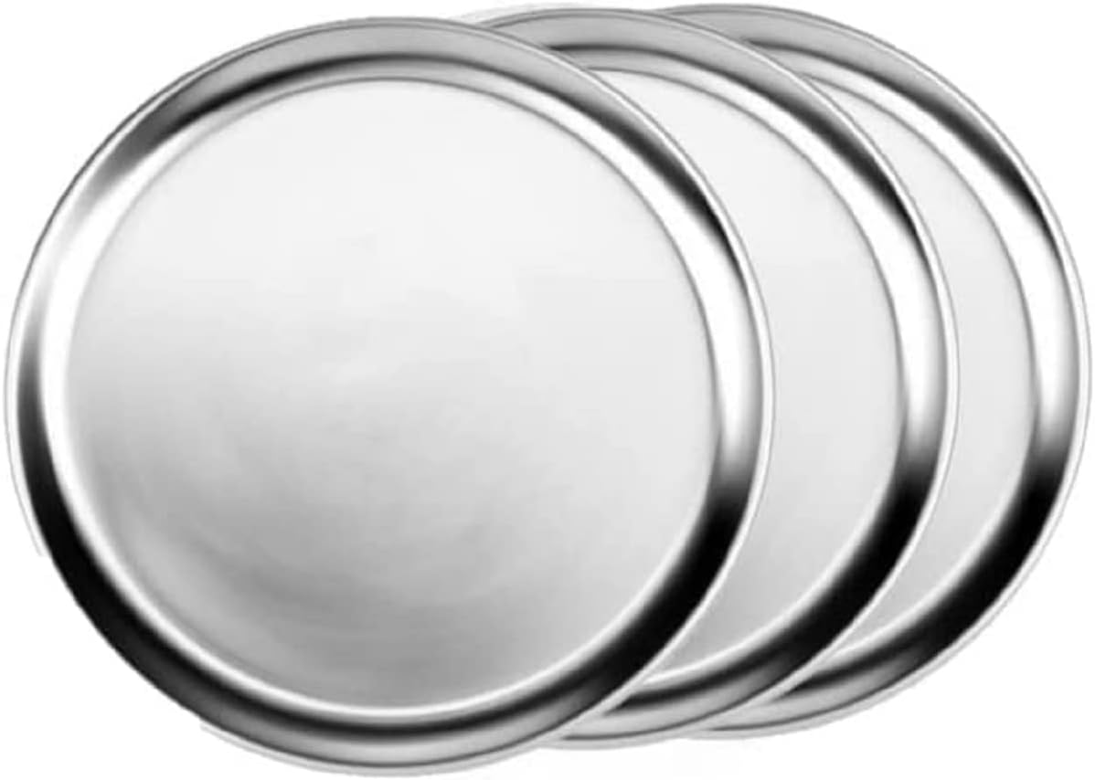 TrueCraftware- Set of 3 Aluminum 10” Pizza Tray Pan Wide Rim- Bakeware ...