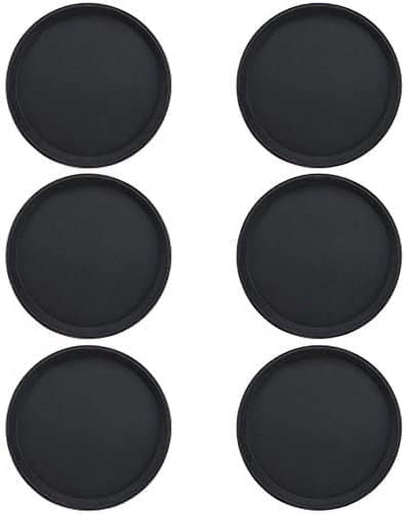 TrueCraftware- Set of 6 Round 11" Non-Slip Serving Trays Black ...