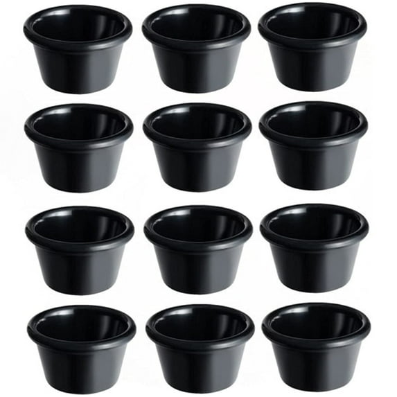 TrueCraftware - Set of 12- Plastic 2-1/2 oz. Smooth Ramekin Black Color ...