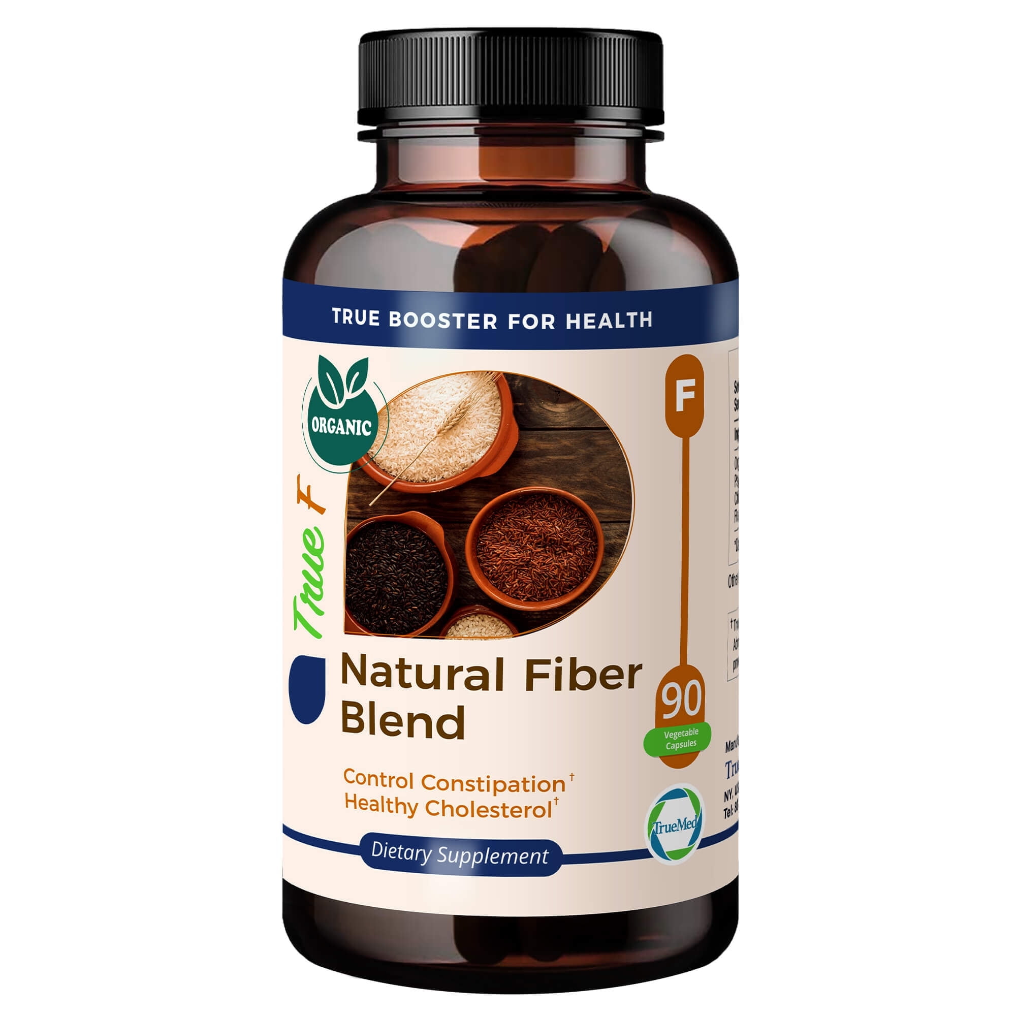 TrueMed Organic Fiber Blend Supplement with Psyllium Husk, Chia & Flax ...
