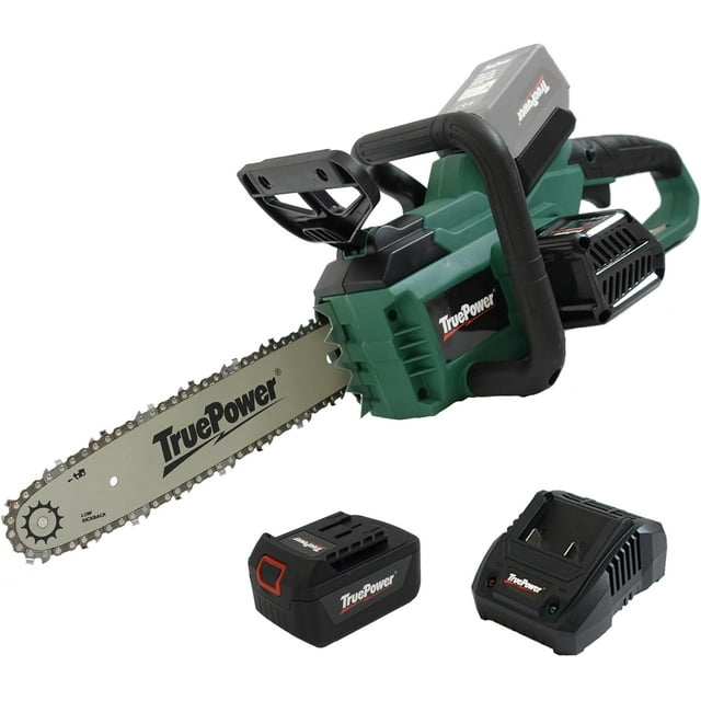 TruePower 20V Chainsaw 12" Lithium Ion w/ 4.0Ah Battery & Fast Charger ...