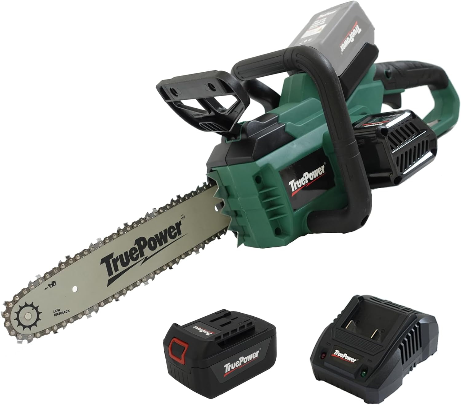 TruePower 20V Chainsaw 12" Lithium Ion w/ 4.0Ah Battery & Fast Charger ...