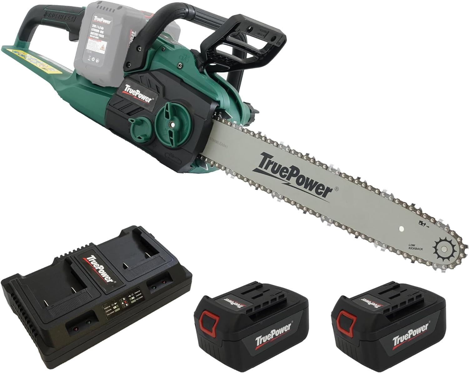 TruePower 40V Chainsaw 16" Lithium Ion Cordless Electric w/Two 4.0Ah ...