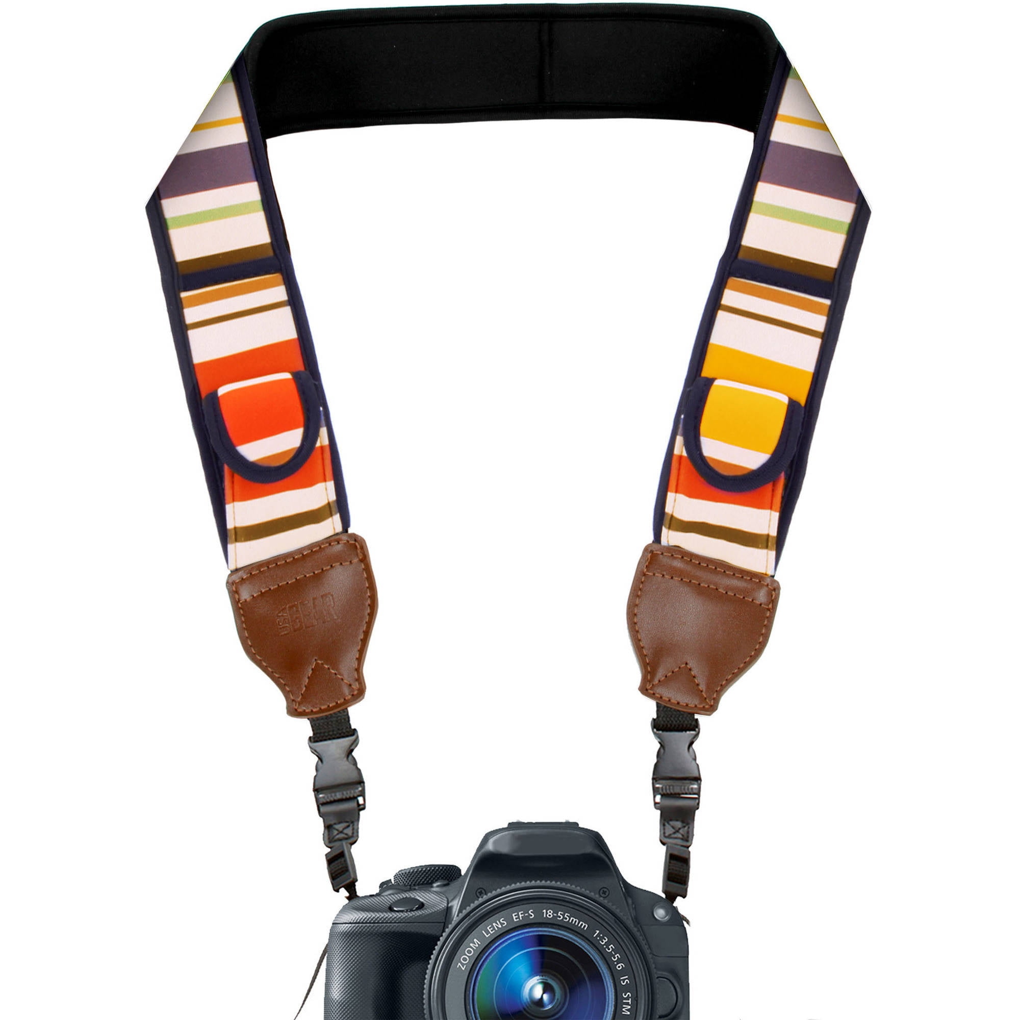 TrueSHOT Camera Strap w/ Vintage Striped Neoprene , Quick Release Clips ...