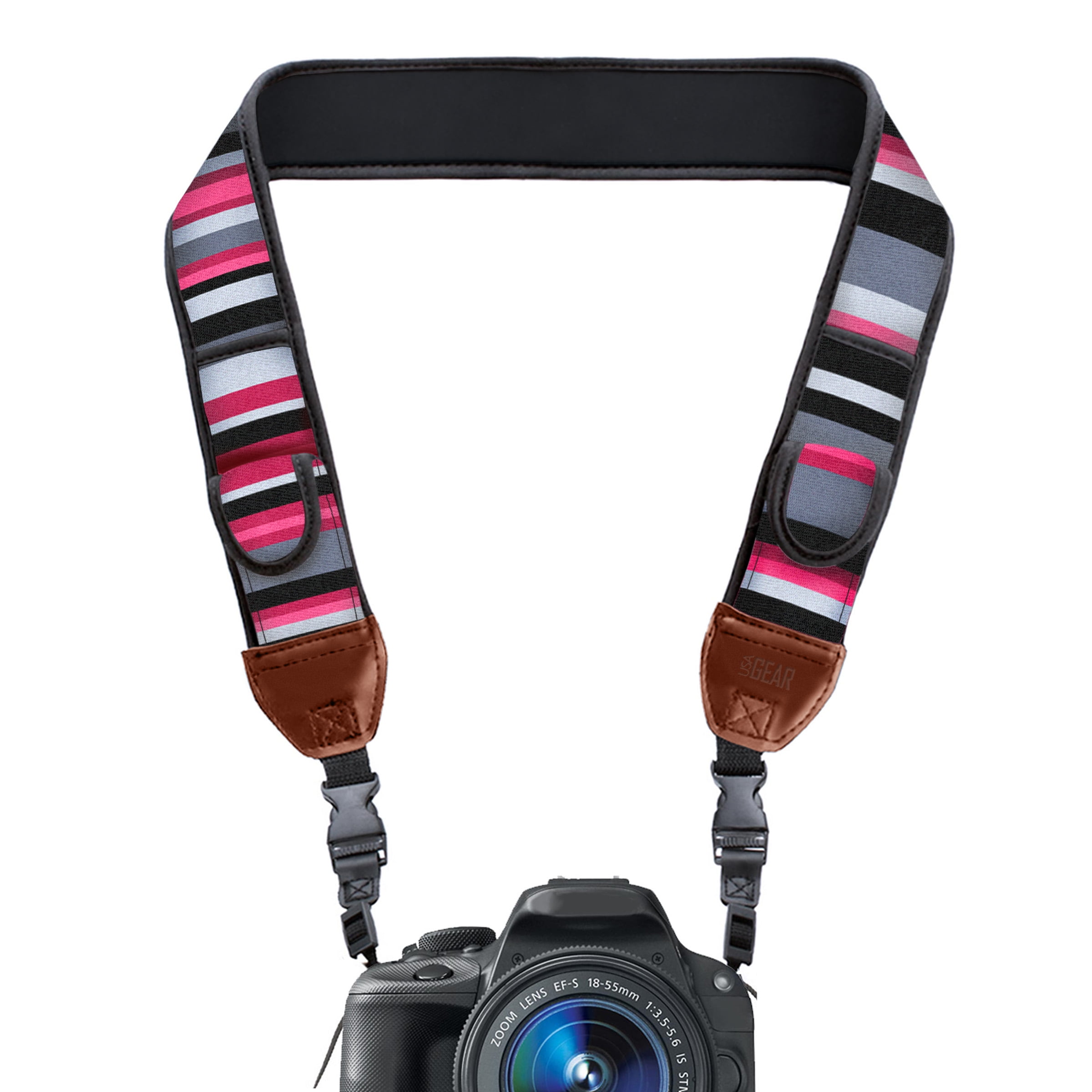TrueSHOT Camera Strap with Pink Stripe Neoprene Design and Accessory ...