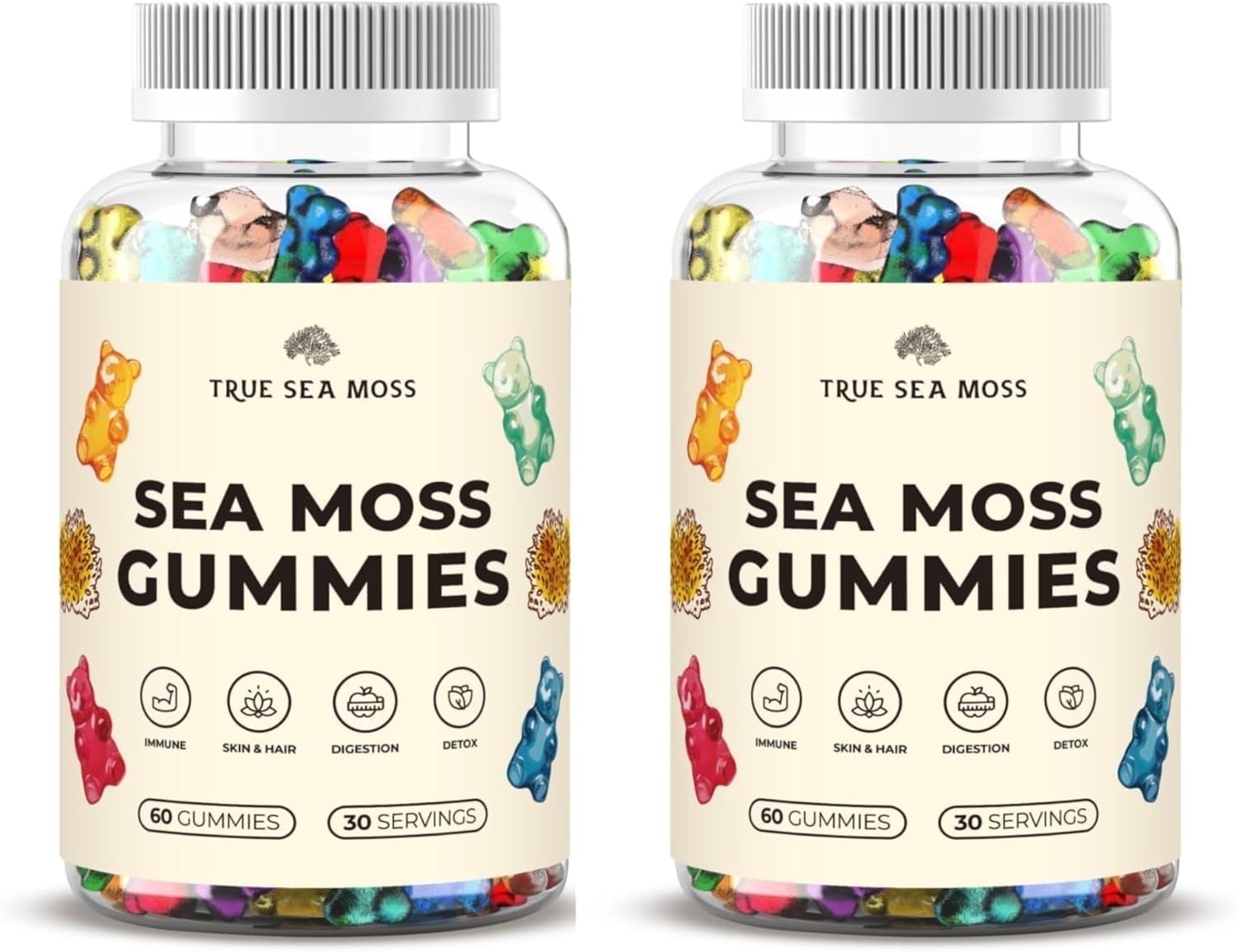 TrueSeaMoss Organic Irish Sea Moss, Burdock & Bladderwrack Gummies, 120 ...