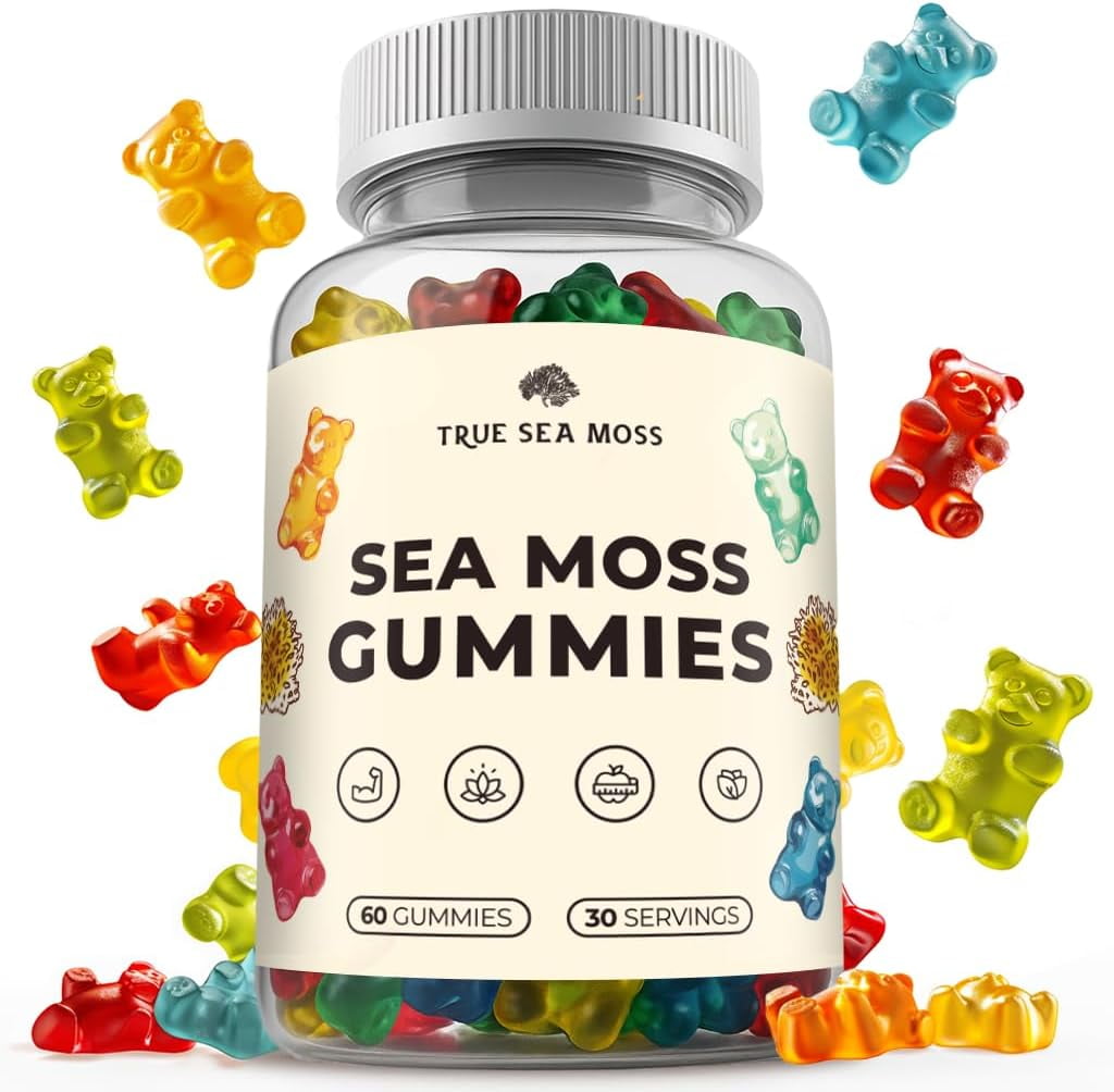 TrueSeaMoss Irish Sea Moss Gummies with Burdock Root & Bladderwrack, 60 ...