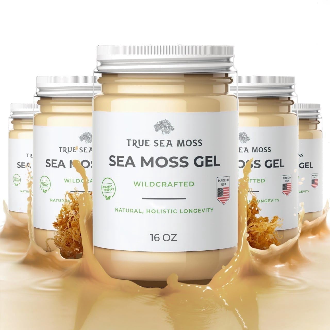 TrueSeaMoss Wildcrafted Irish Sea Moss Gel, 12 Oz 5-Pack, Nature's ...