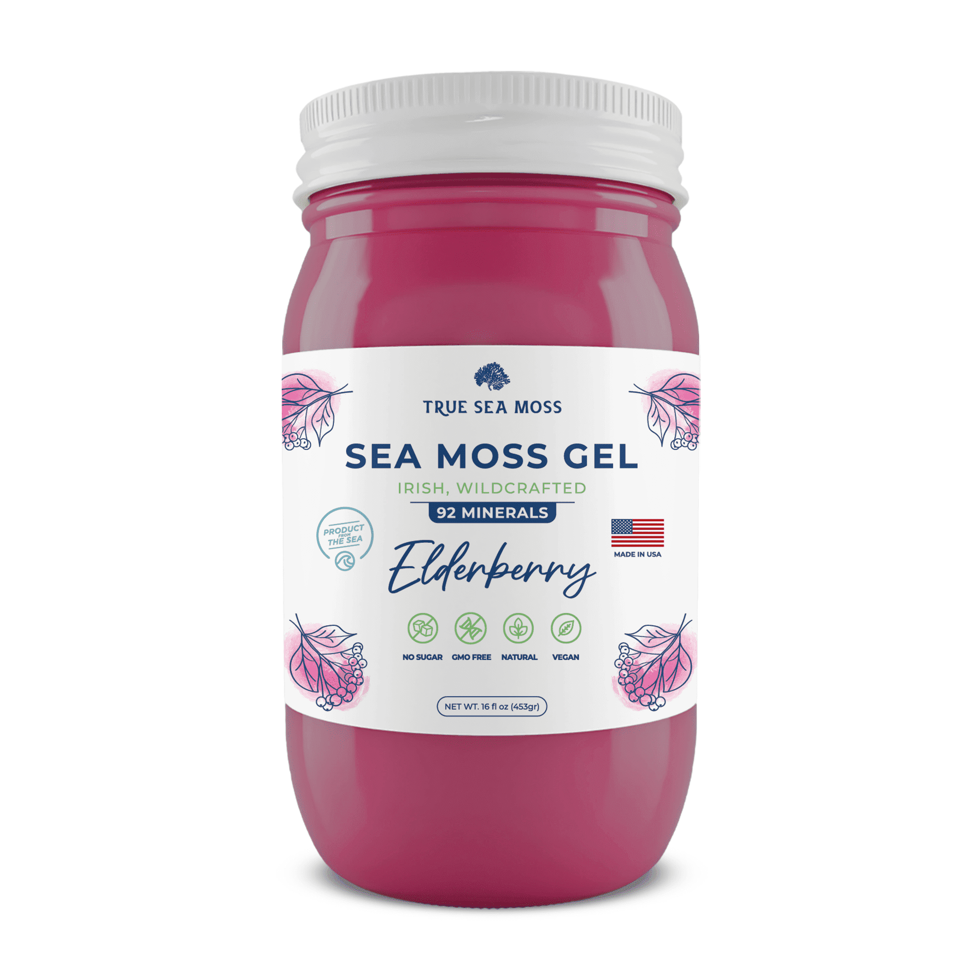 TrueSeaMoss Wildcrafted Irish Sea Moss Gel Supplement with Elderberry ...