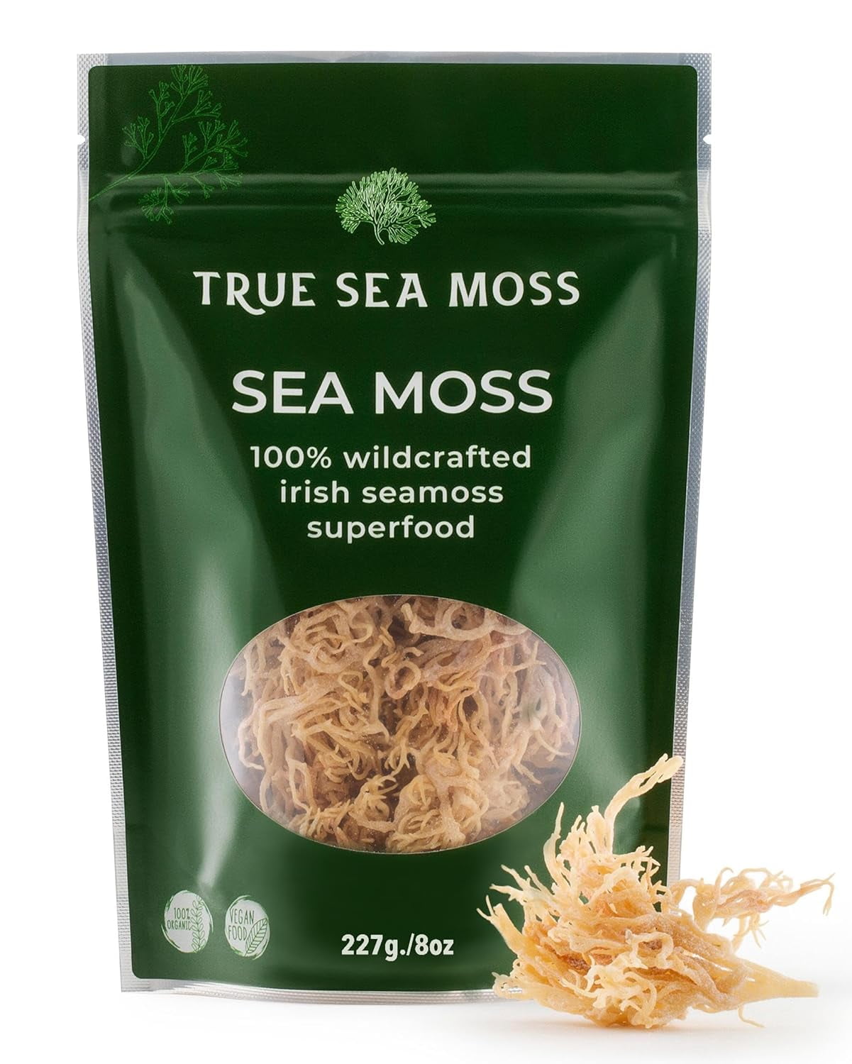 True Sea Moss, Wildcrafted Irish Sea Moss Sun-Dried Seaweed, Raw, 8 oz ...