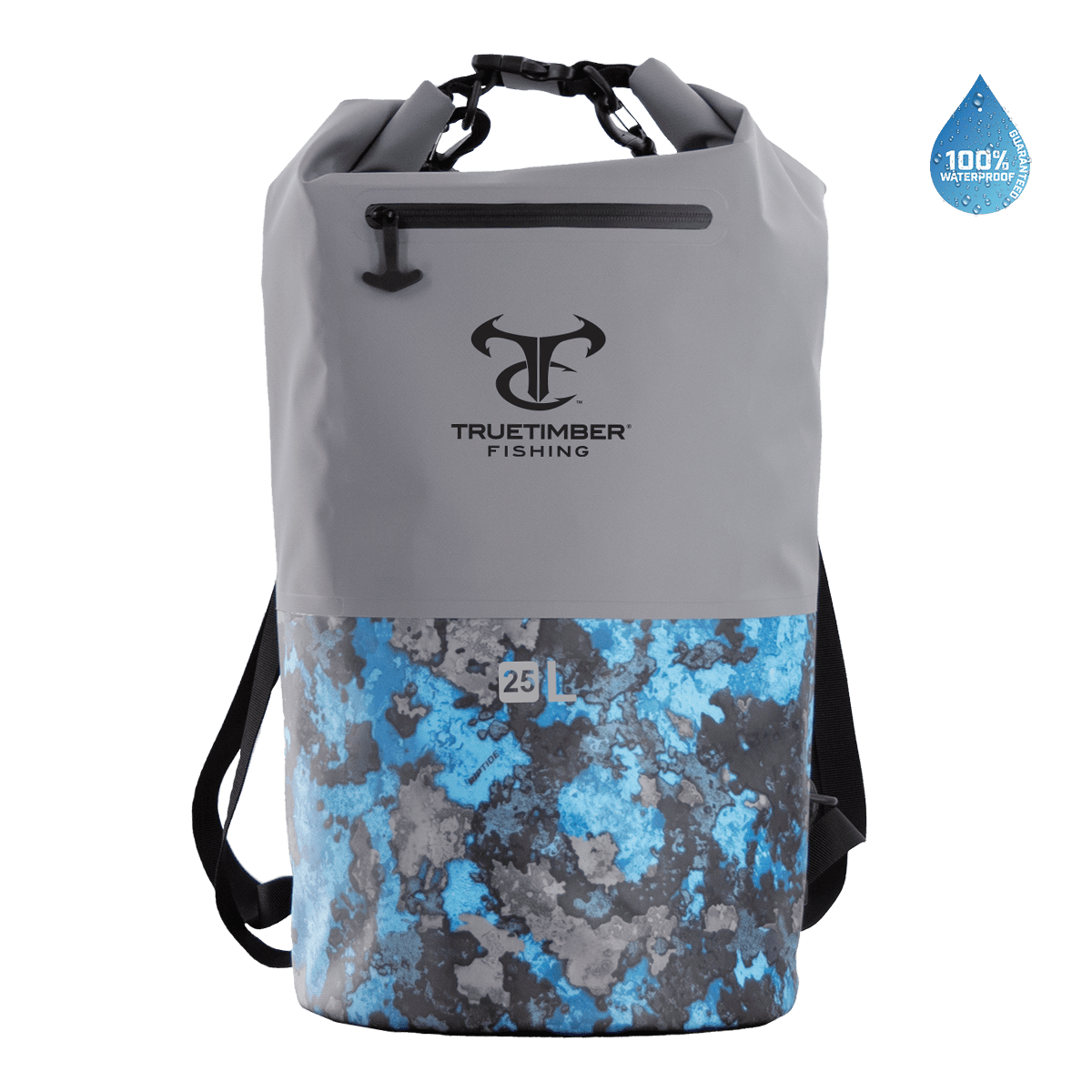 TrueTimber Round Waterproof Dry Bag 25L December Sky/Riptide Camo ...