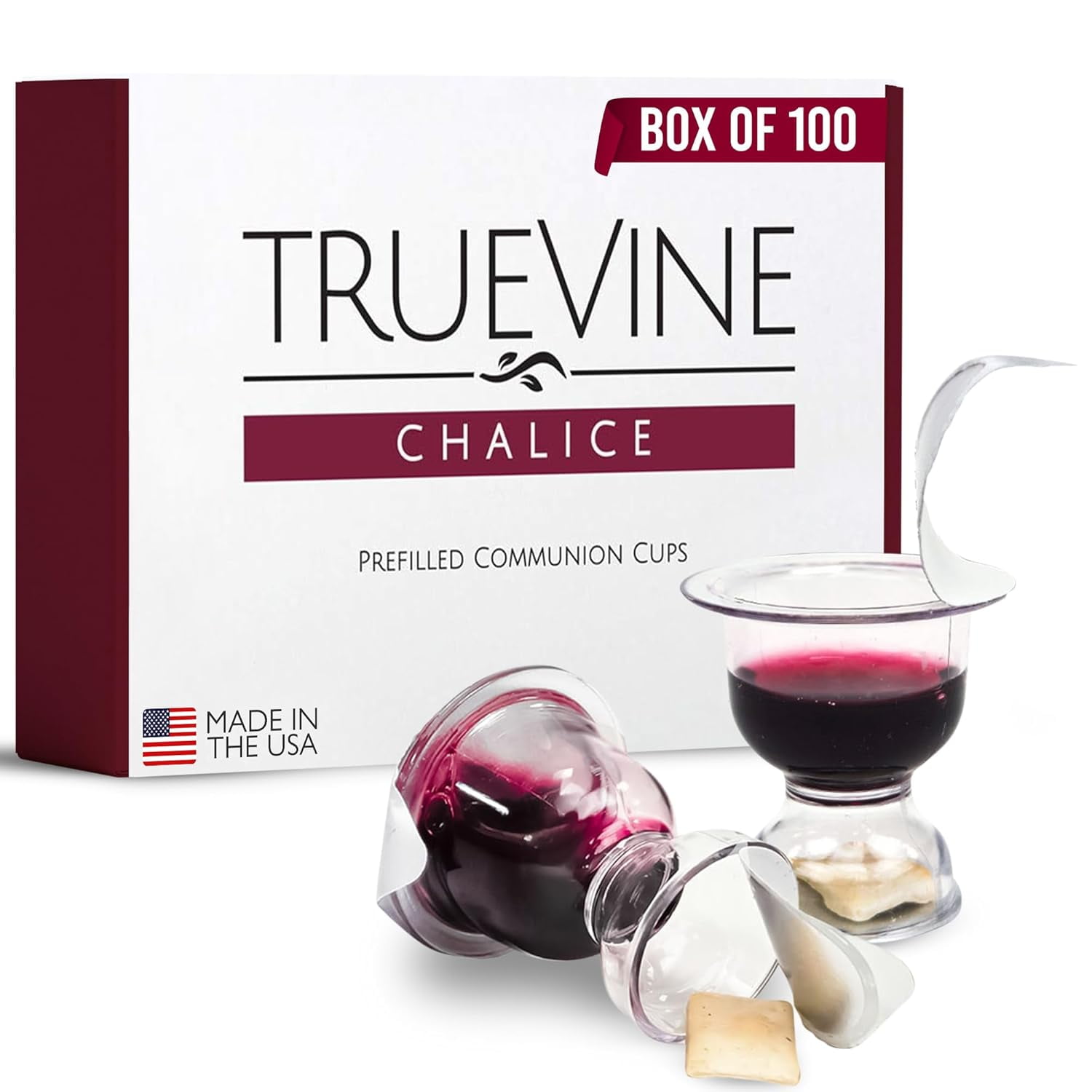 TrueVine Chalice Communion Cups and Wafer Set - Prefilled Cups w/Fresh ...