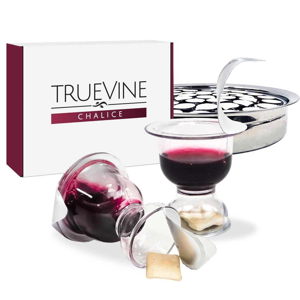 TrueVine Chalice Communion Cups and Wafer Set - Prefilled Cups w ...