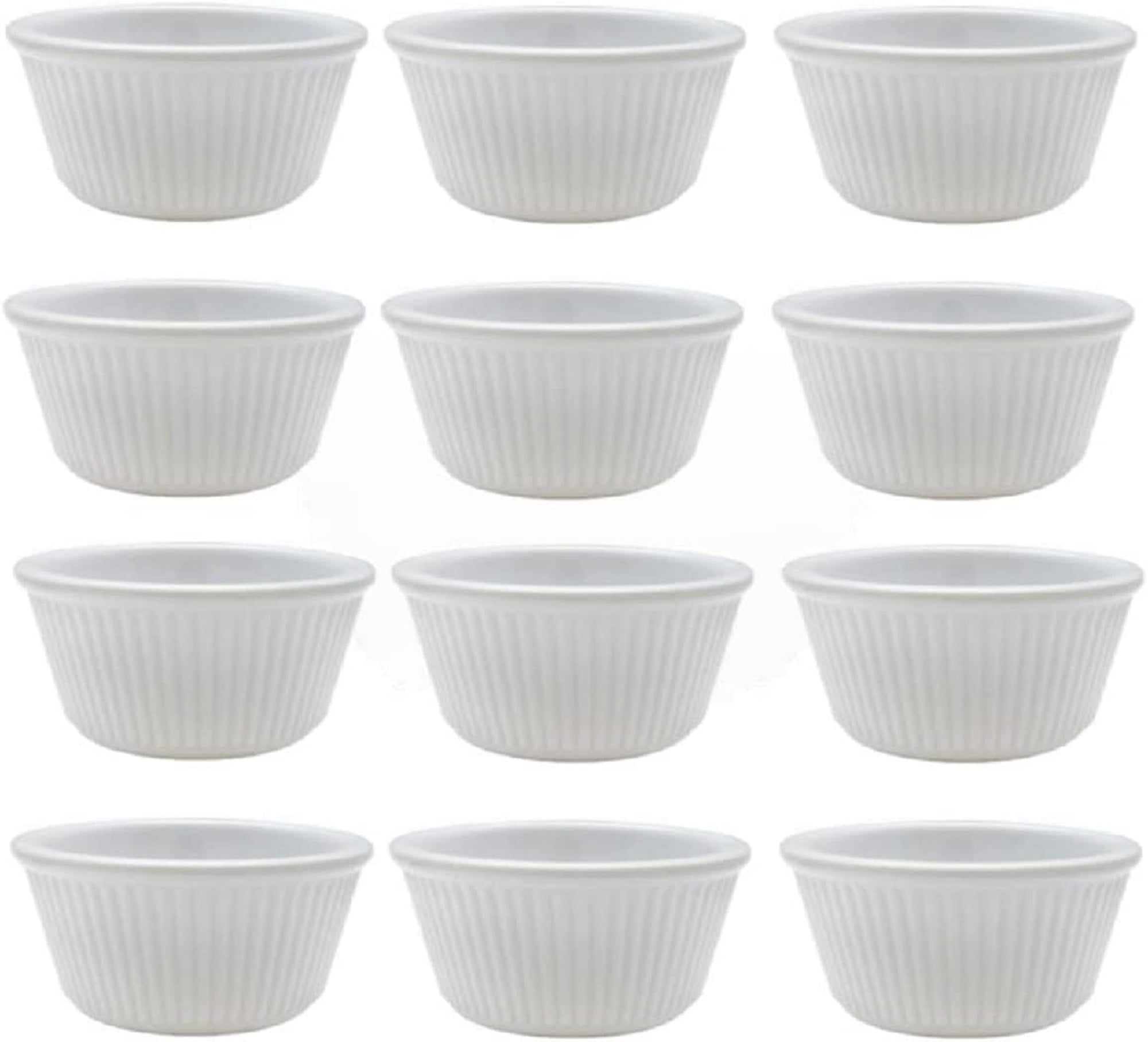 Truecraftware – Set of 12- Fluted Ramekin 3 oz. White Color Melamine ...