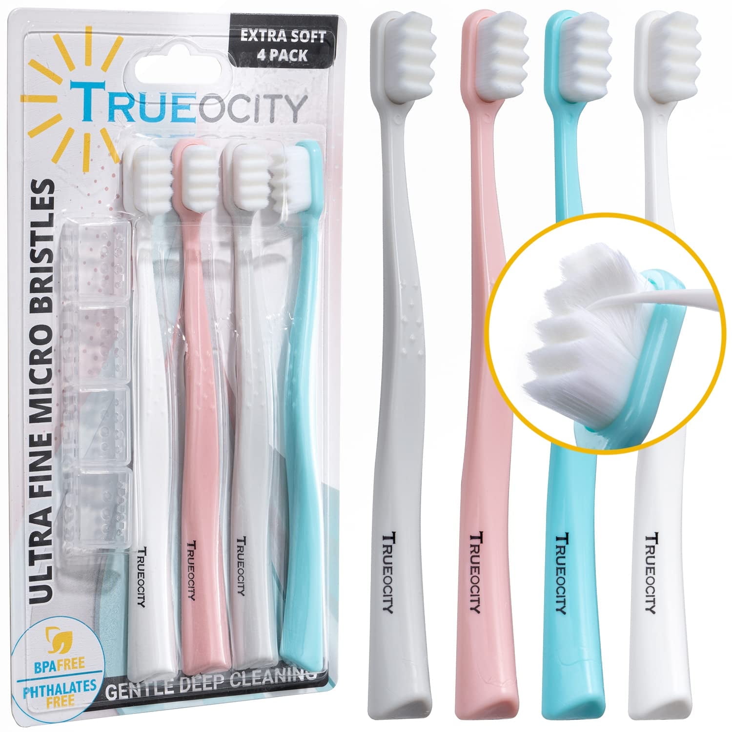 Trueocity Adult for Sensitive Gums Super Micro Nano Toothbrush with ...