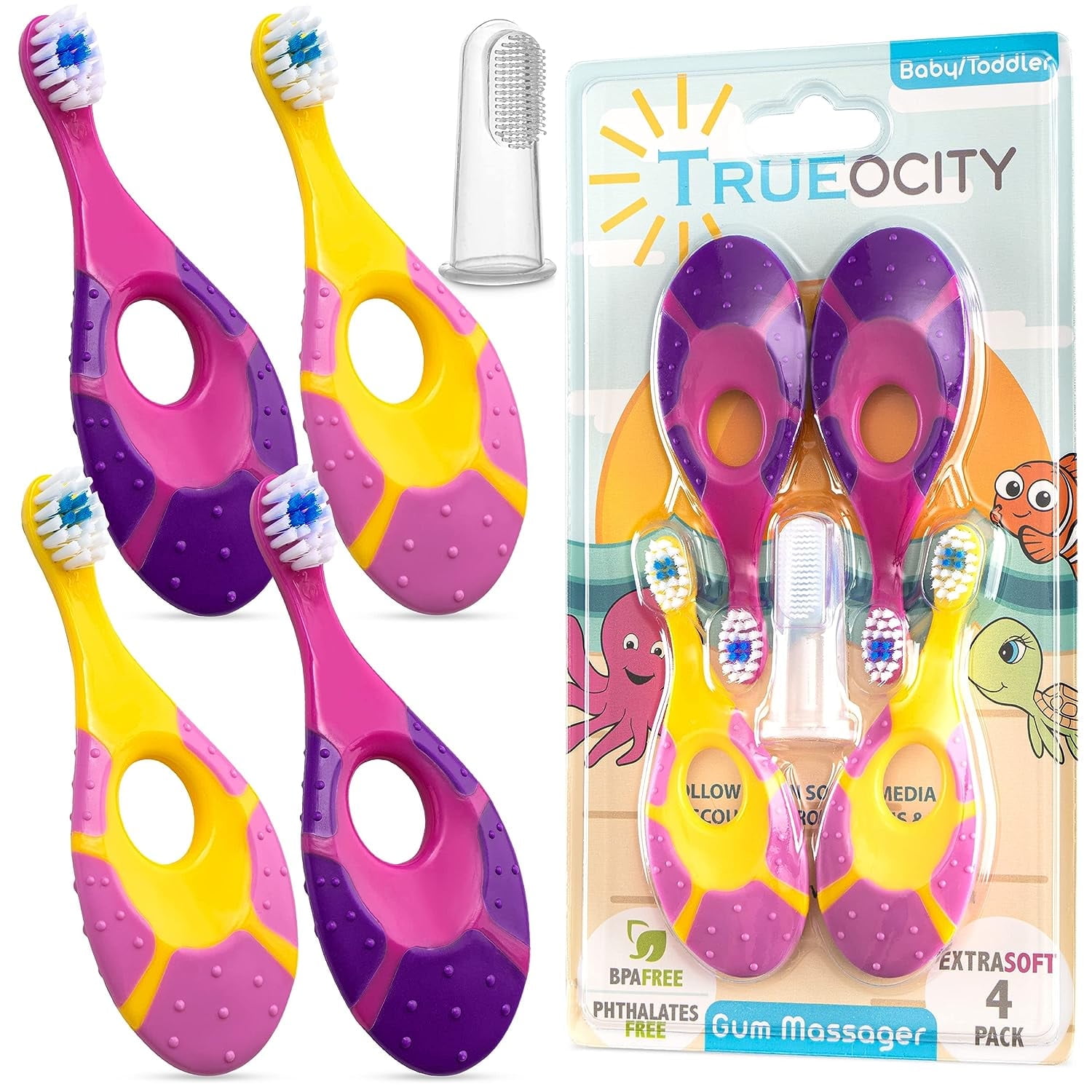Trueocity Baby Silicone Finger Soft Toothbrush Infant & Training w ...