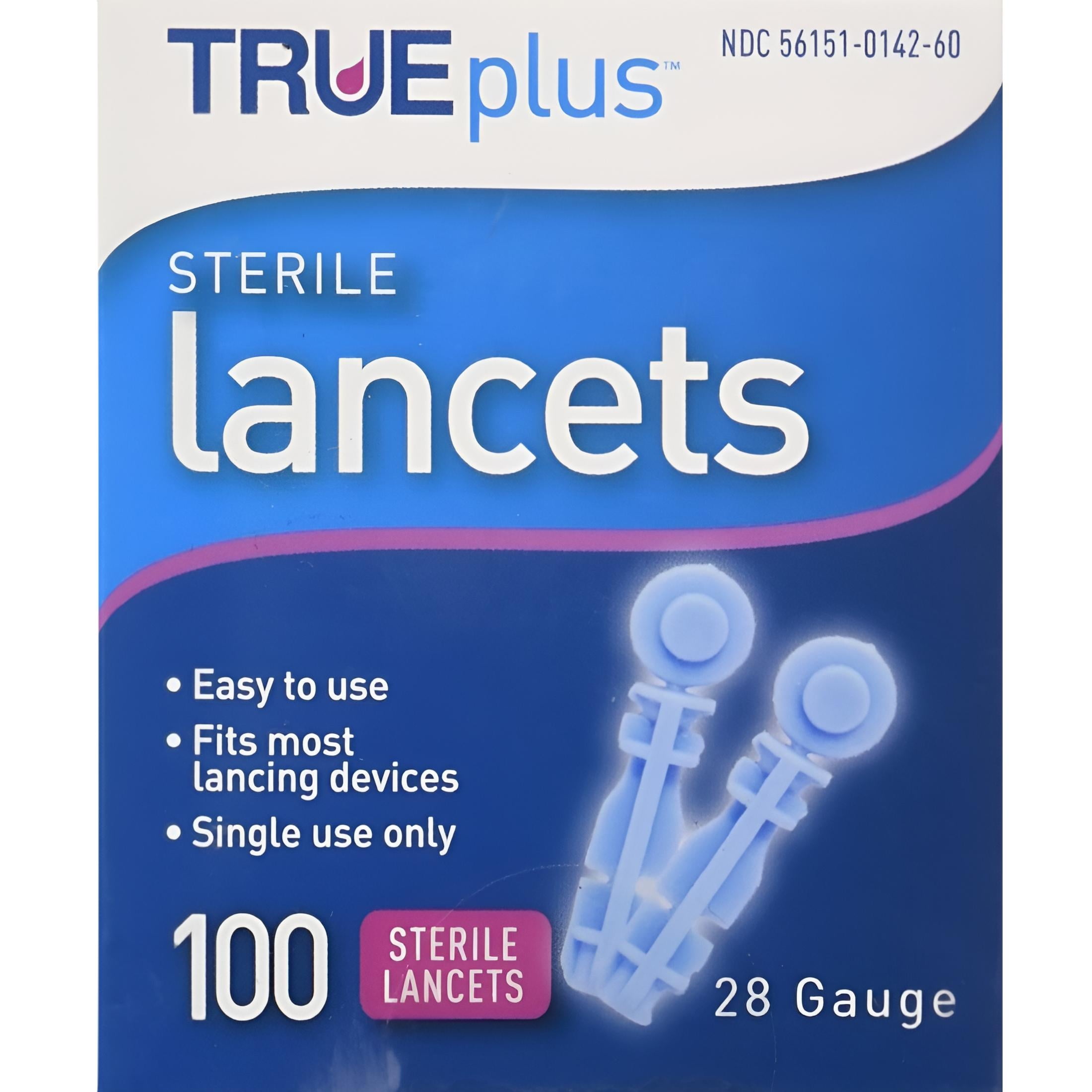 TRUEplus Sterile Lancets 28 Gauge, Single Use, Fits Most Lancing ...