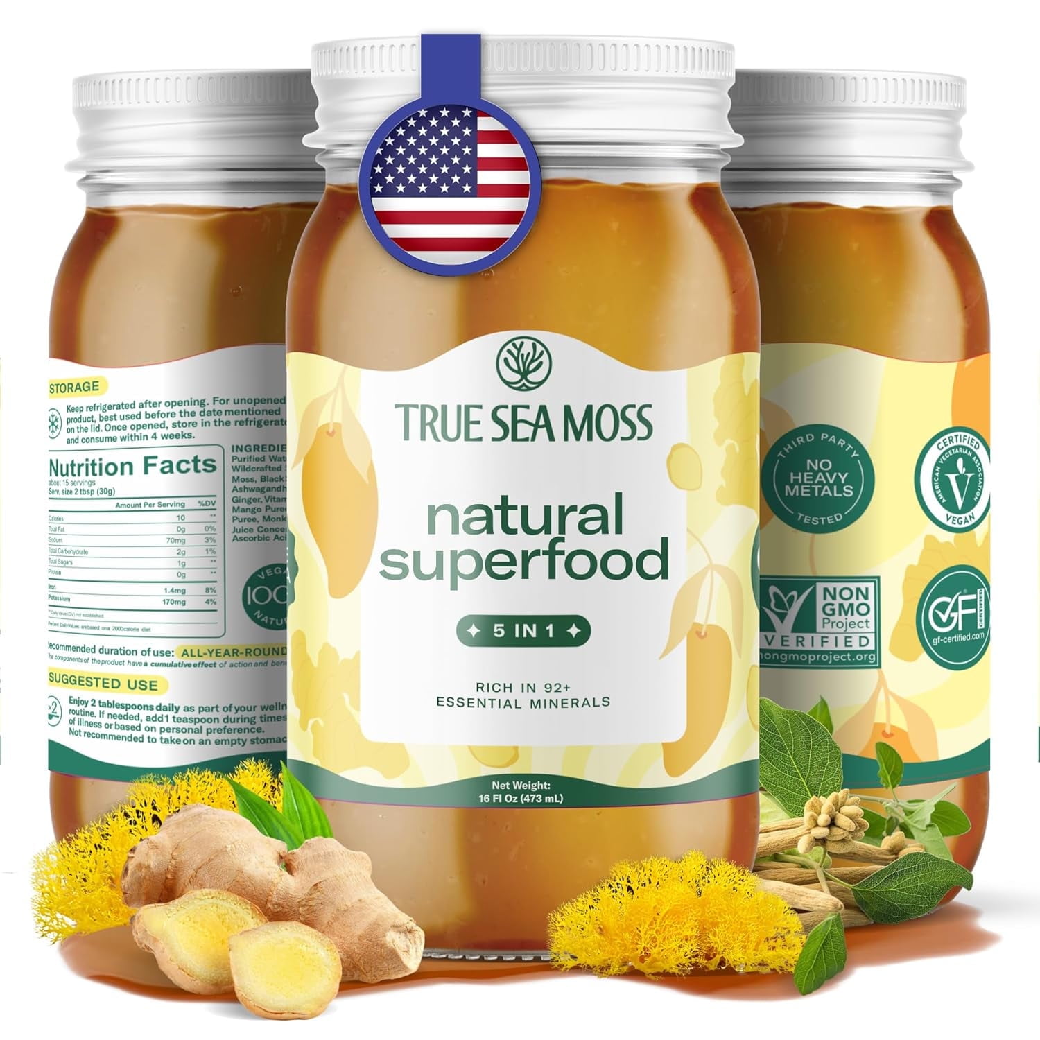 Trueseamoss Wildcrafted Irish Sea Moss Gel - Organic Raw Seaweed Spread ...