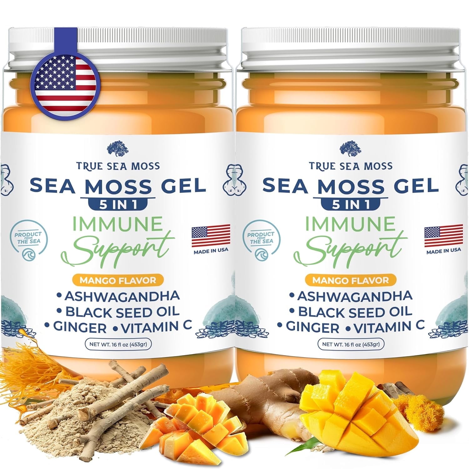 Trueseamoss Wildcrafted Irish Sea Moss Gel - Organic Raw Seaweed Spread, Smooth Texture, 2-Pack ...