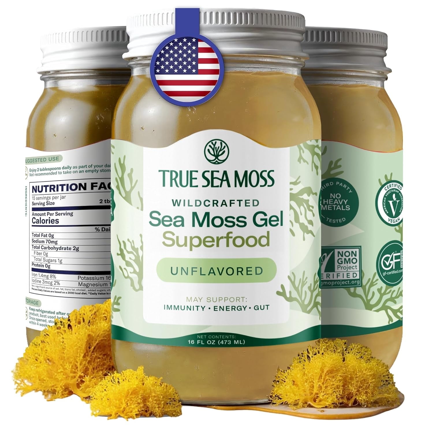 TrueSeaMoss Wildcrafted Irish Sea Moss Gel, Raw Nature's Vitamins ...