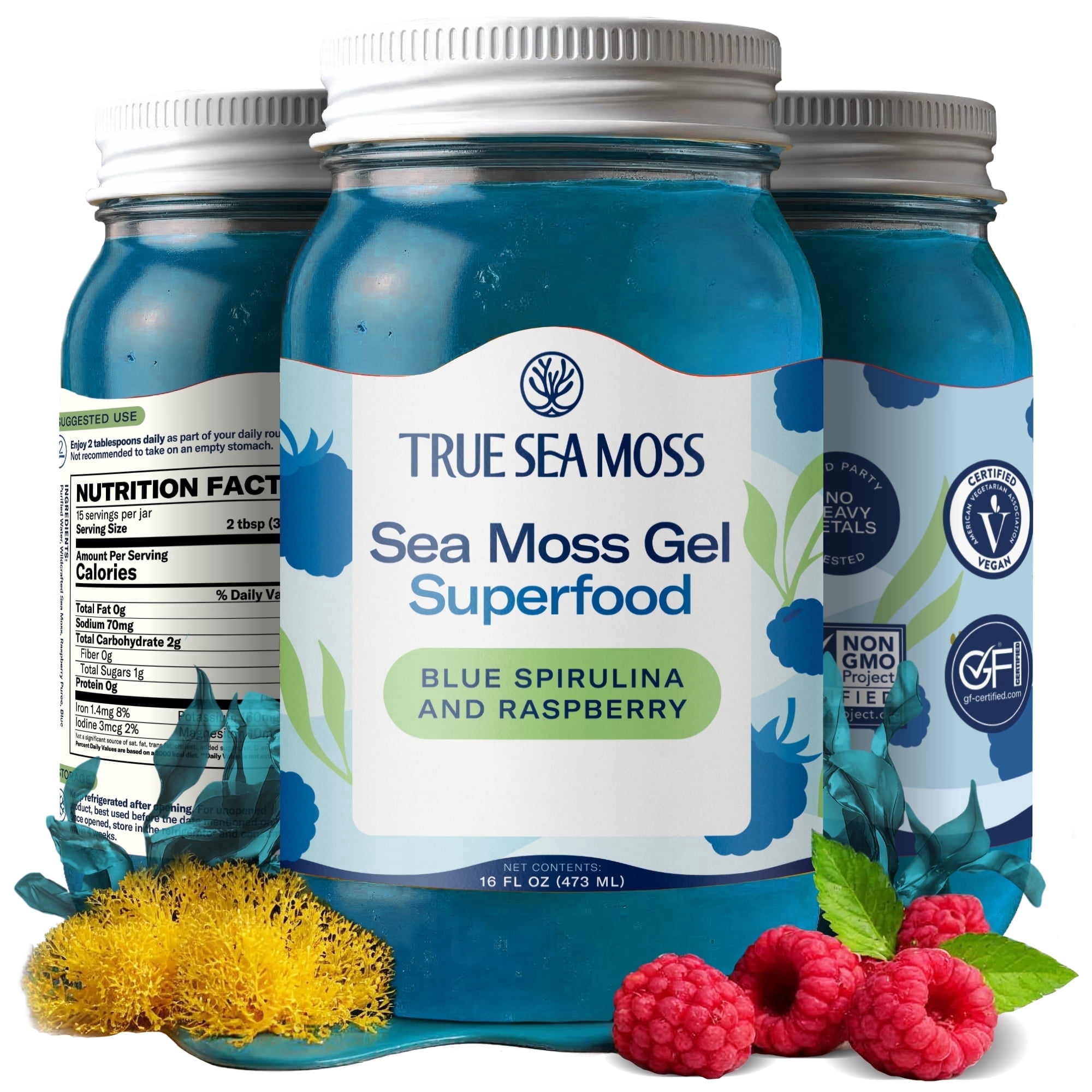 True Sea Moss, Wildcrafted Sea Moss Gel with Blue Spirulina, Vegan ...