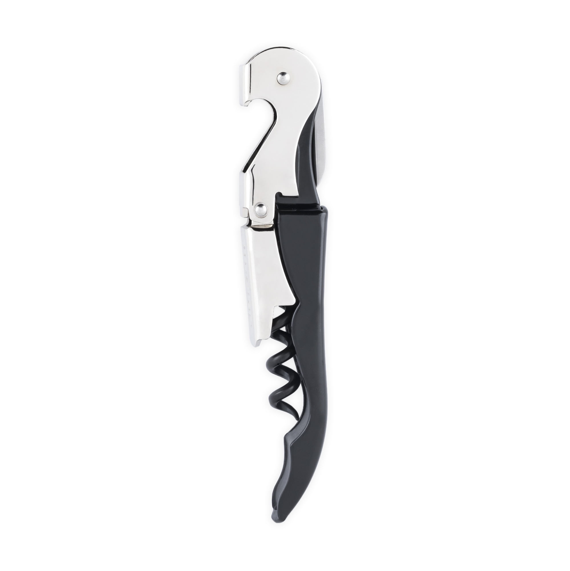 Truetap™ Black Double Hinged Waiter's Corkscrew with Straight Edge Foil ...