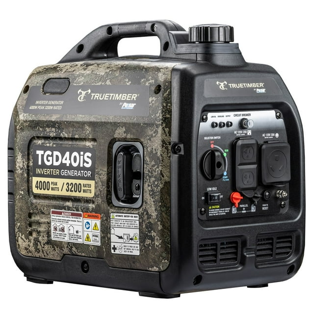 Truetimber 4000-Watt Super Quiet Gasoline Powered Inverter Generator by ...