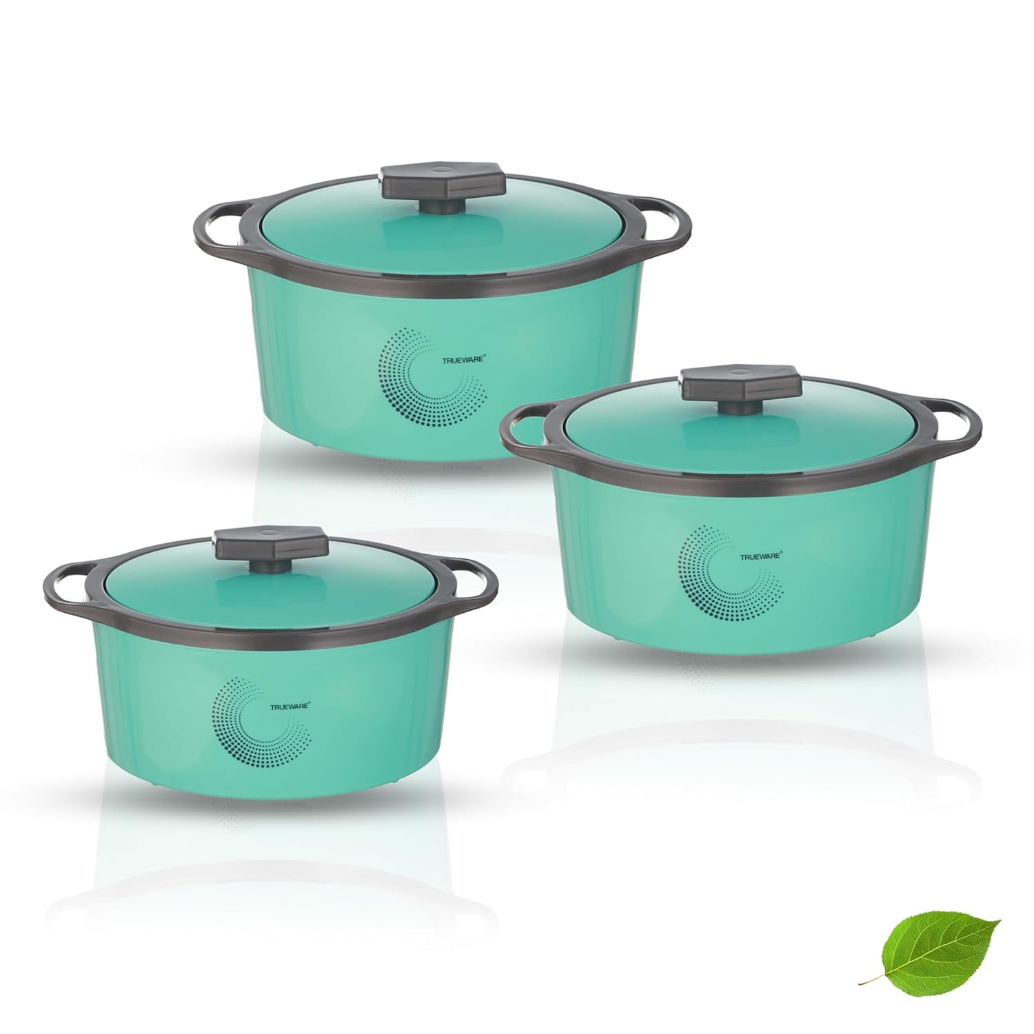 Trueware Orchid Casserole Blue Set of 3 600 ML 800 ML 1100 ML Thermoware BPA Free Inner steel ...
