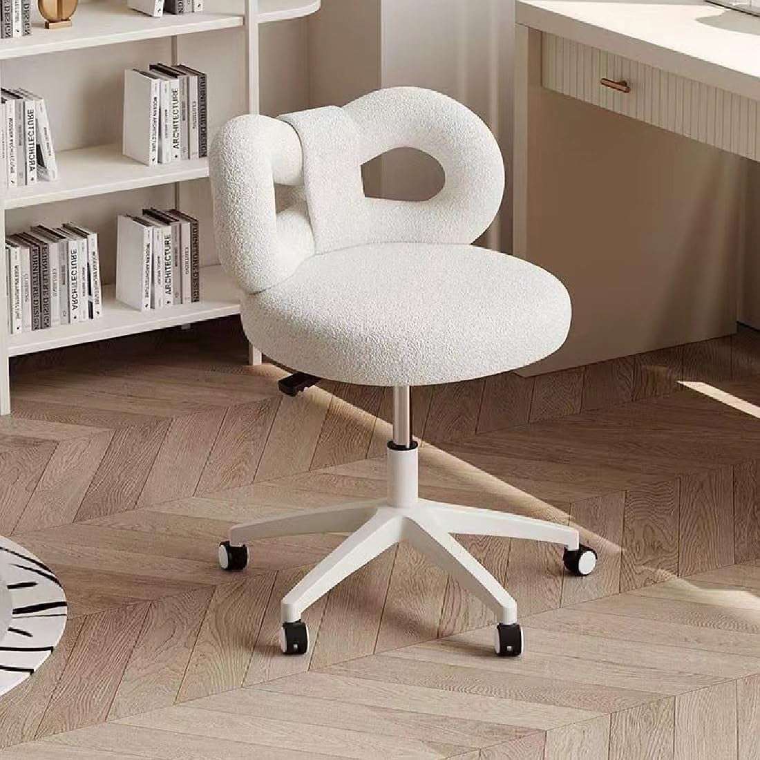 TrueyEssenceModern Vanity Chair with Wheels, Roller Chair with Cute ...