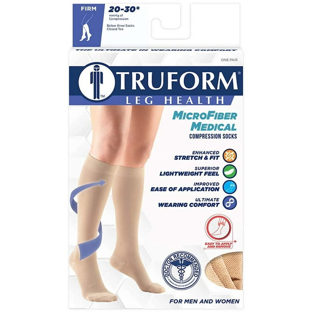 Truform 20-30 mmHg Compression MicroFiber Stockings for Men and Women ...