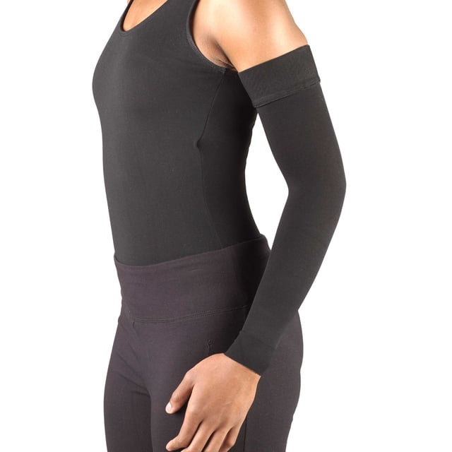 Truform Lymphedema Compression Arm Sleeve, Dot Top: 20-30 mmHg, Black ...