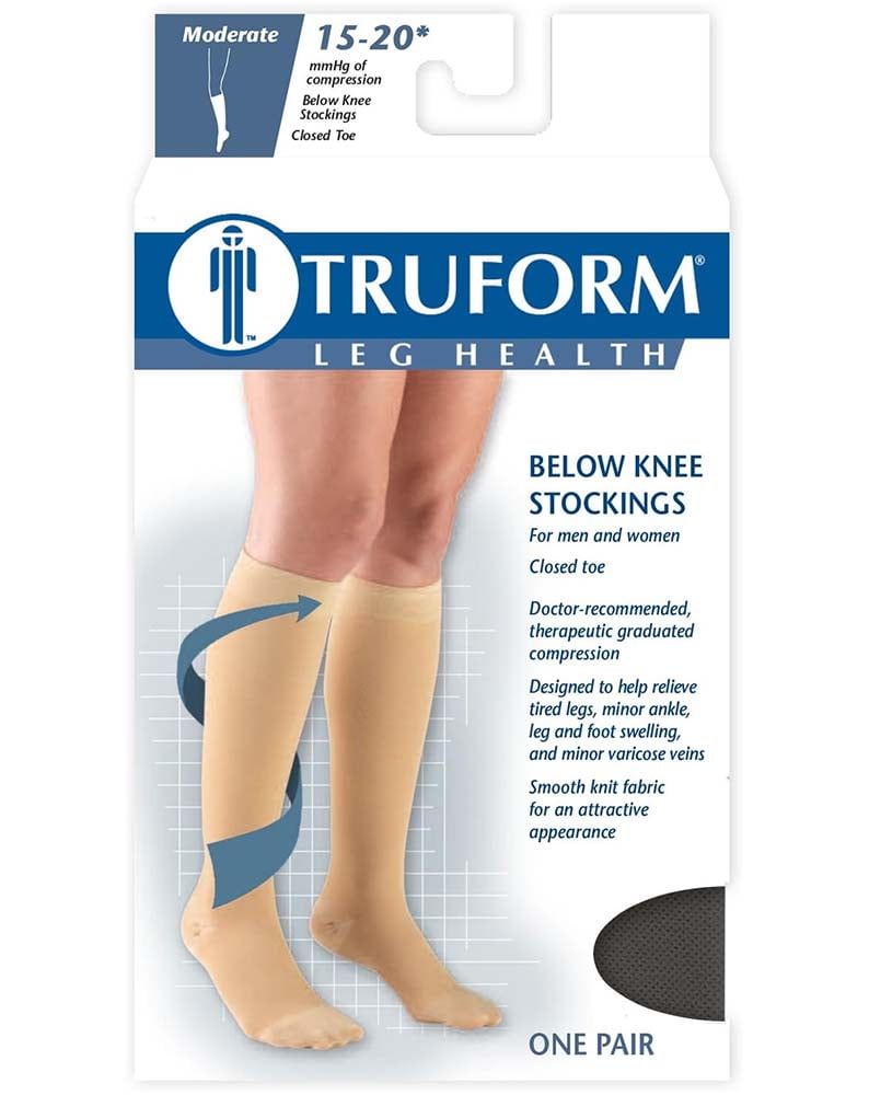 Truform 15-20 mmHg Compression Stockings for Men and Women, Knee High ...