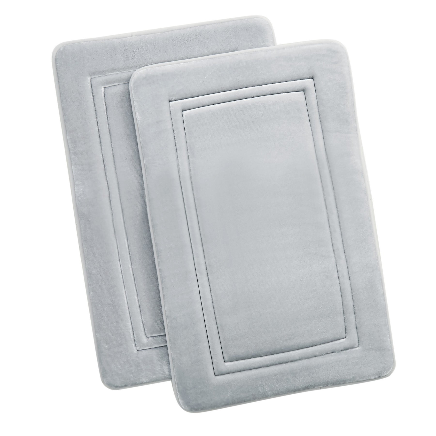 Truly Calm HeiQ Antimicrobial Memory Foam Bath Rug Set - Grey - Walmart.com