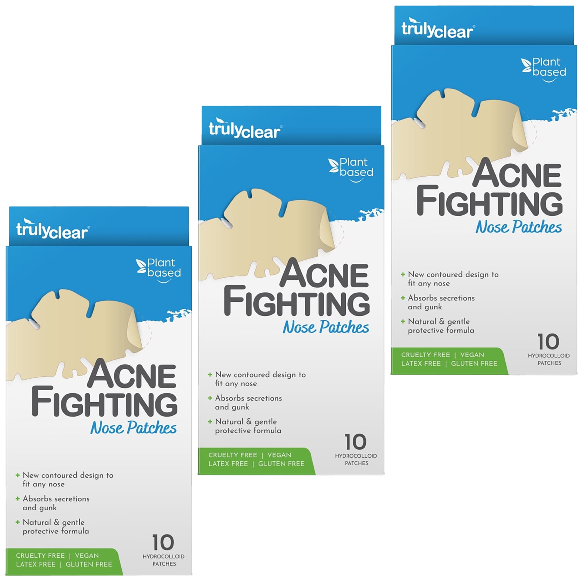 Truly Clear: Hydrocolloid Acne Fighting Nose Patches - 3 Packs (10ct ea ...