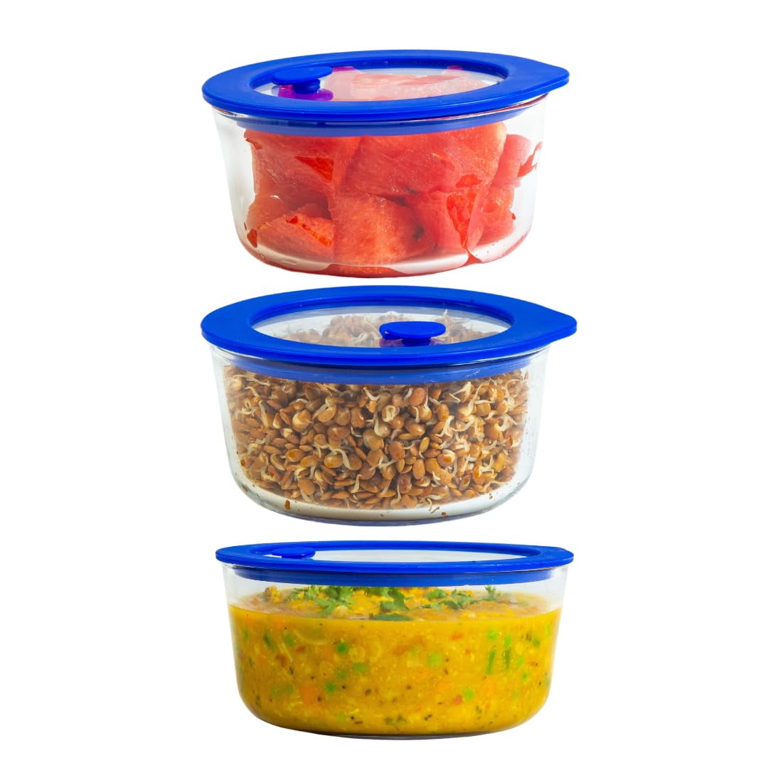 Truly Eco Glass Containers with Lid 1652ml Lunch Box for Office Air ...