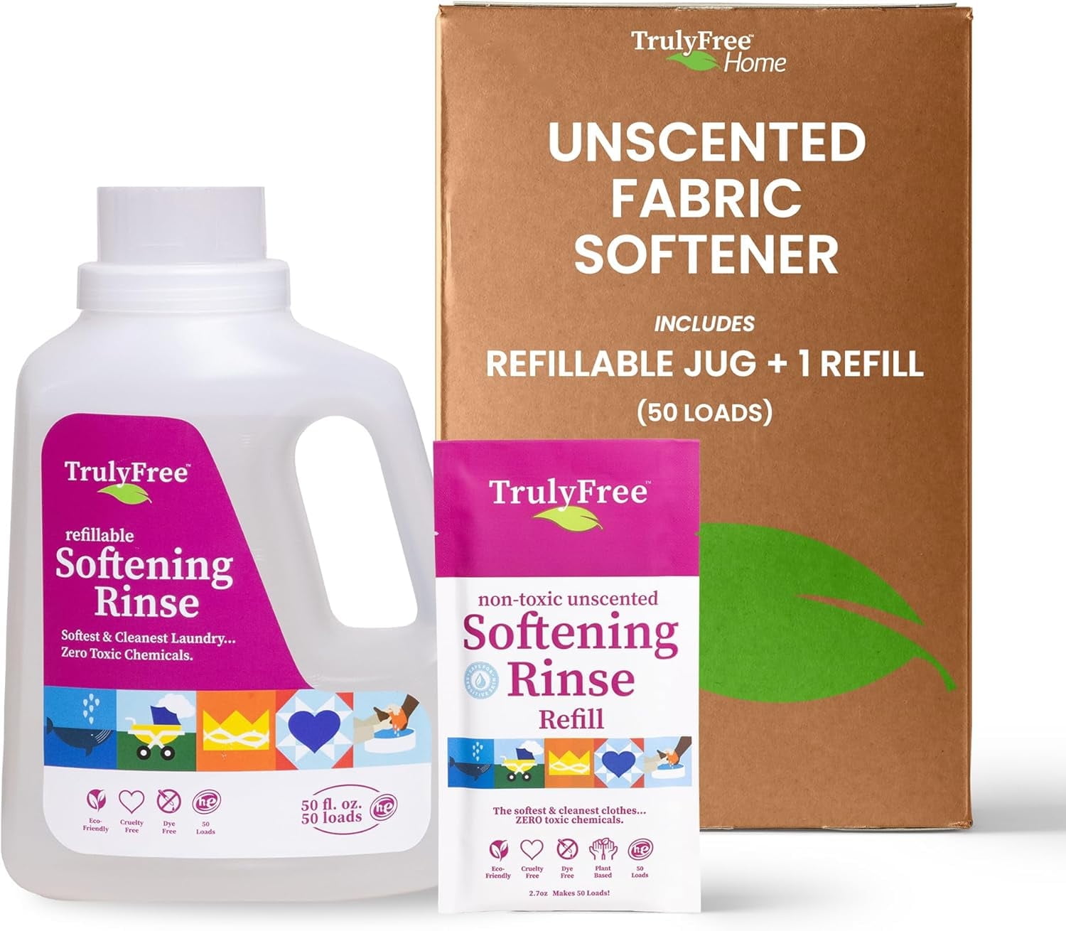 Truly Free Laundry Rinse, Non-Toxic Unscented Fabric Softener, Plant ...