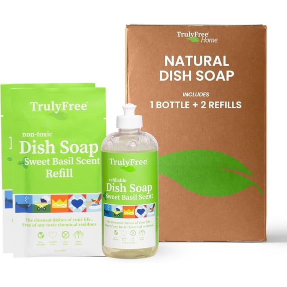 Truly Free, Dish Soap, Non-Toxic 2-Pack, 16 oz refillable bottle ...