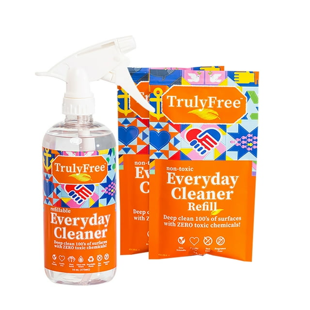 Truly Free Organic Everyday Cleaner, 16oz, 2-Pack with 2 Refills, Non ...