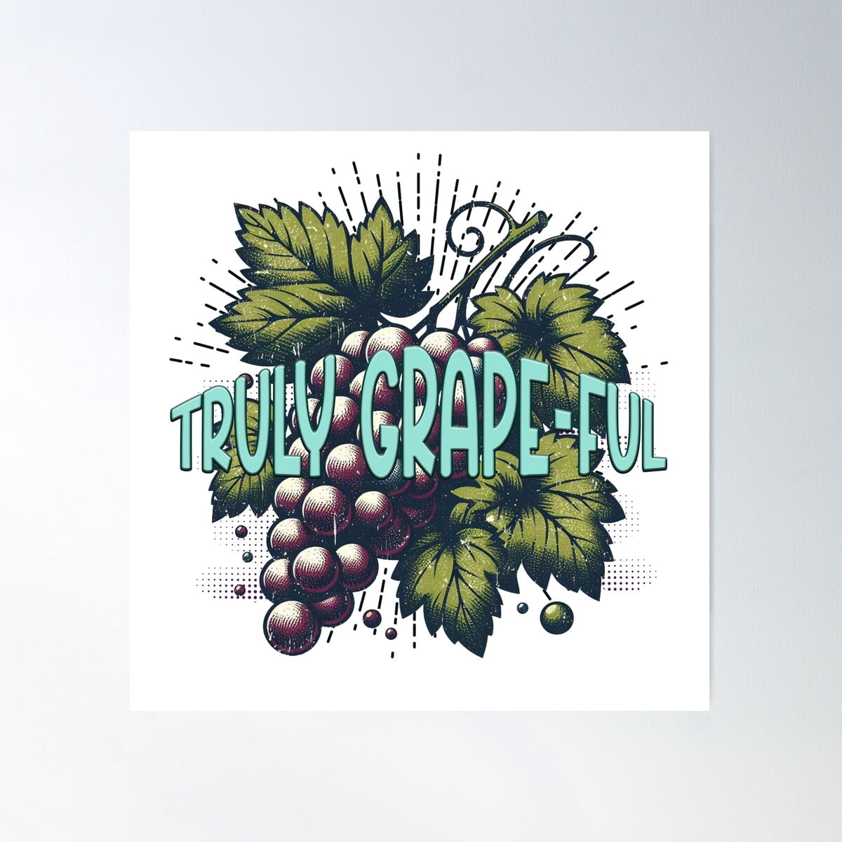 Truly Grapeful Grapes Retro Poster Wall Art, Modern Wall Decor For ...