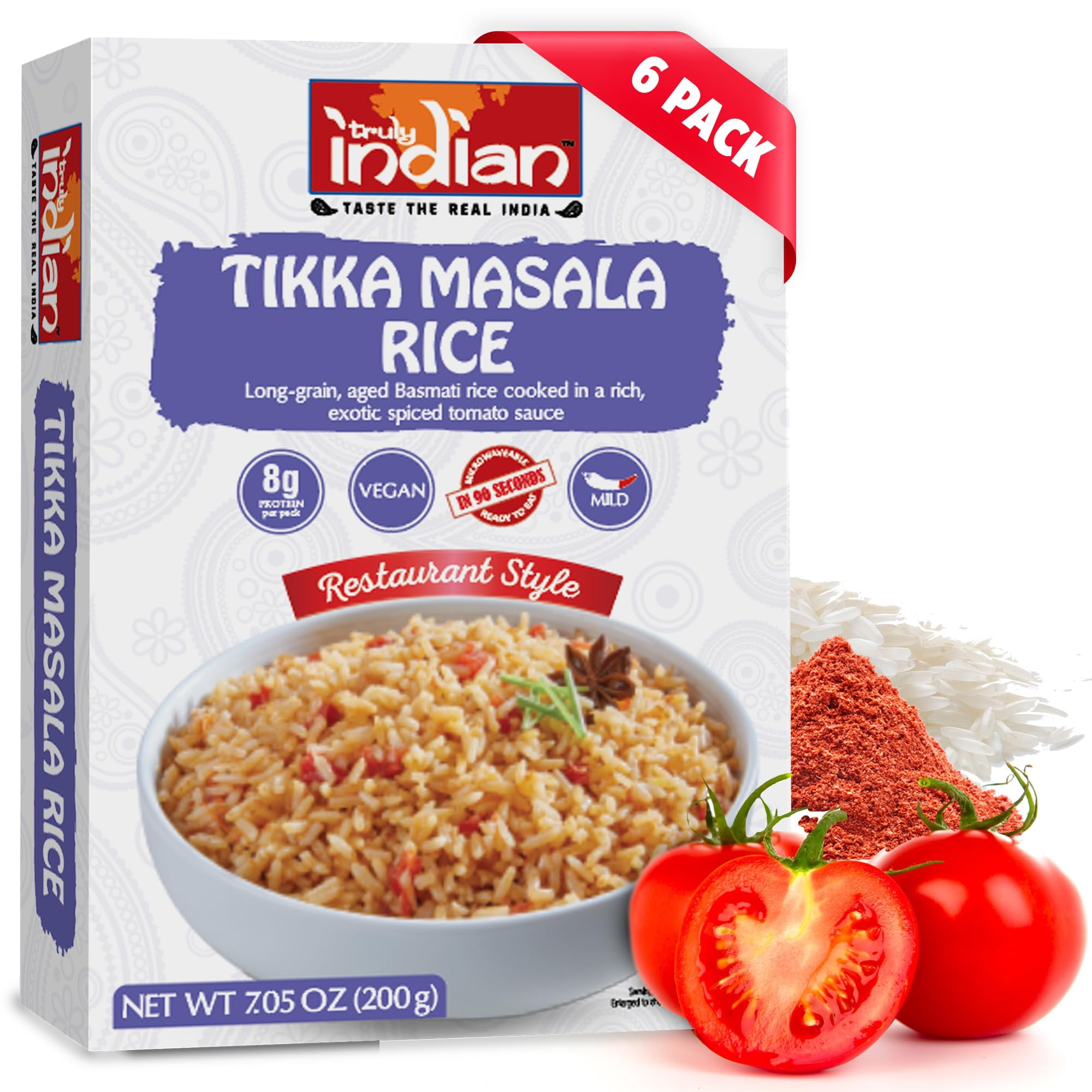 Truly Indian Tikka Masala Rice 6-Pack | Vegan, Long-Grain, Aged Basmati ...