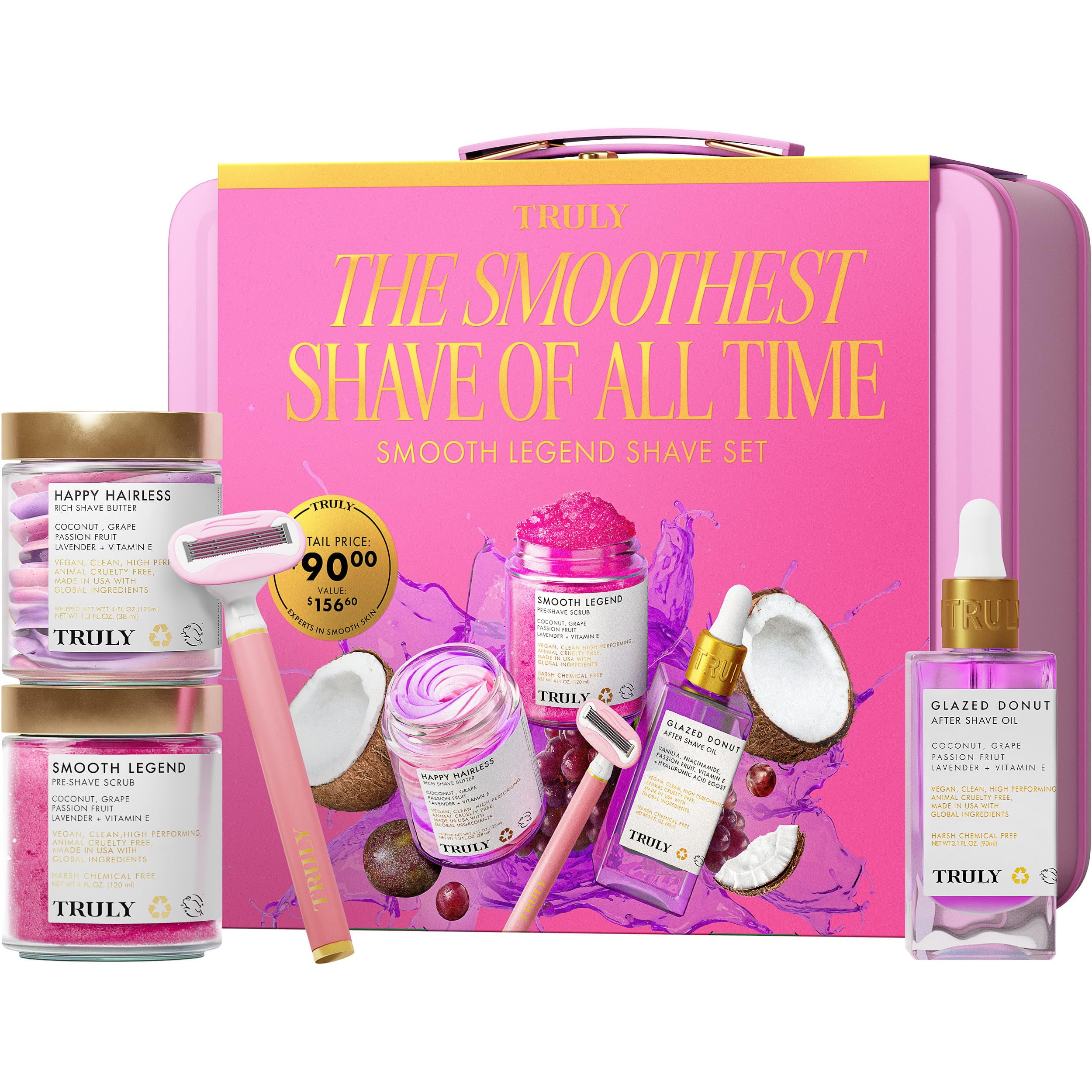 Truly Smooth Legend Shave VTF5 Set - Pre-Shave Scrub, Shave Butter, After Shave Oil & Razor ...