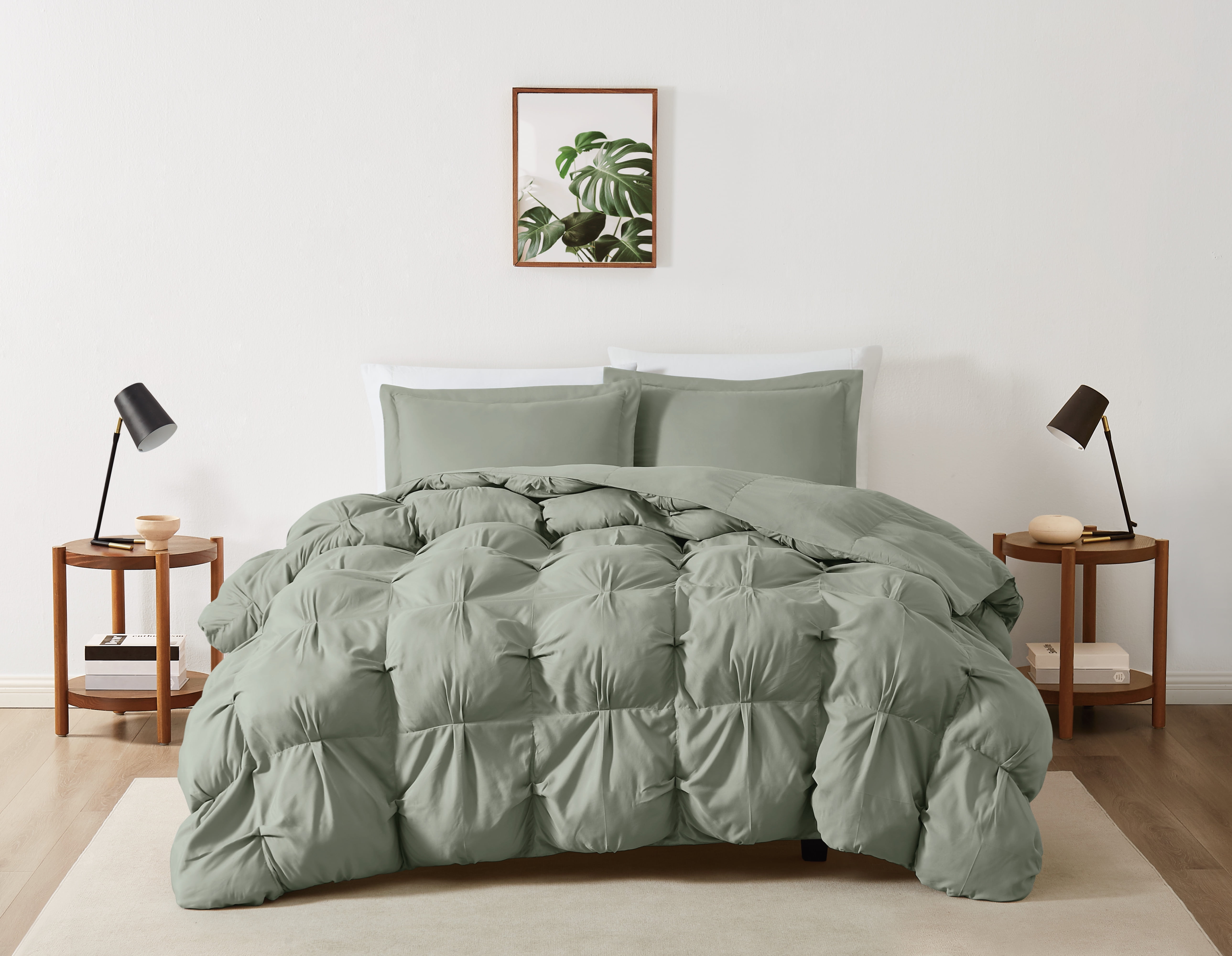 Truly Soft Cloud Puffer Boxed Pleat 100% Microfiber Polyester Green 3 ...